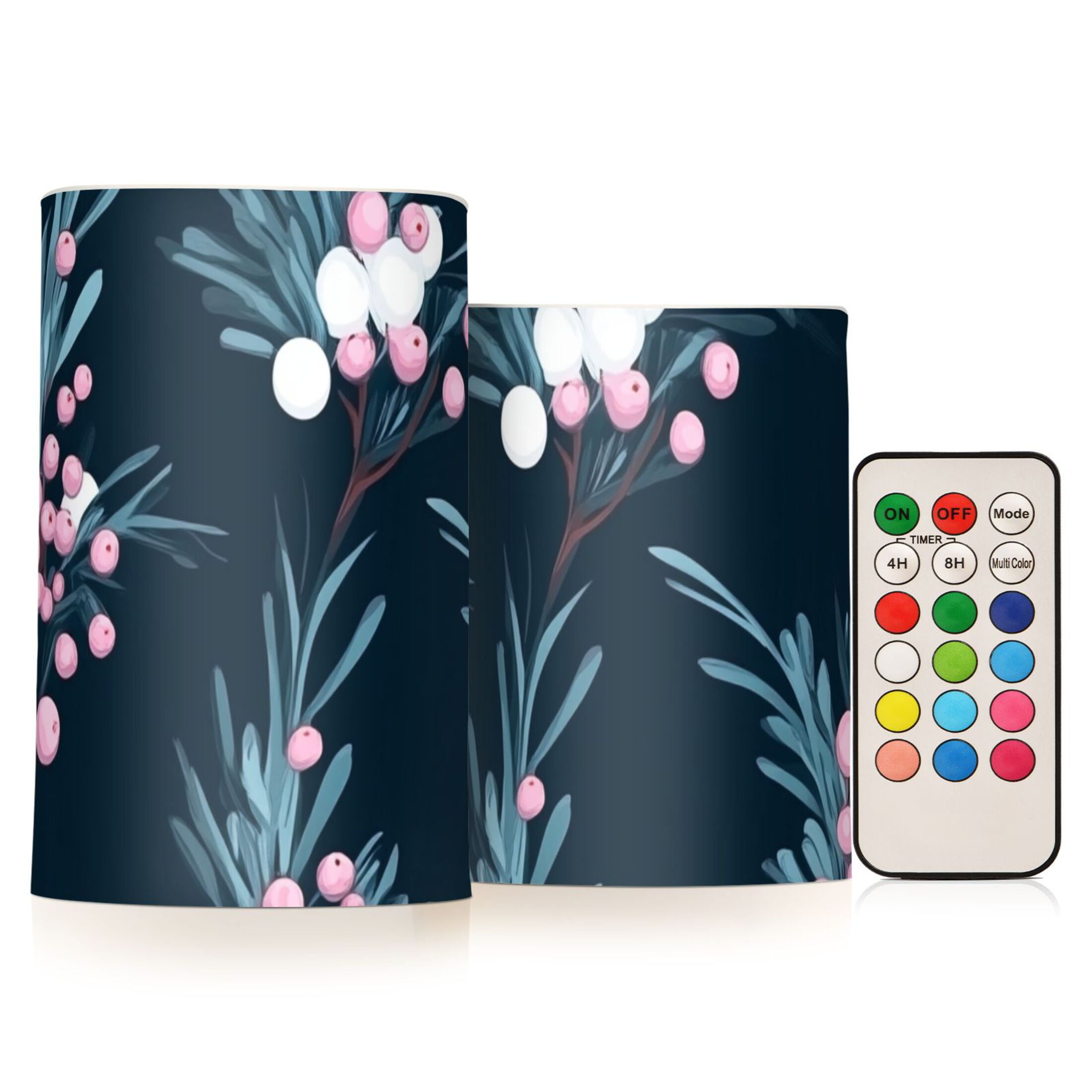 Pink and Red Berry Flickering Flameless Candles Battery Operated with ...