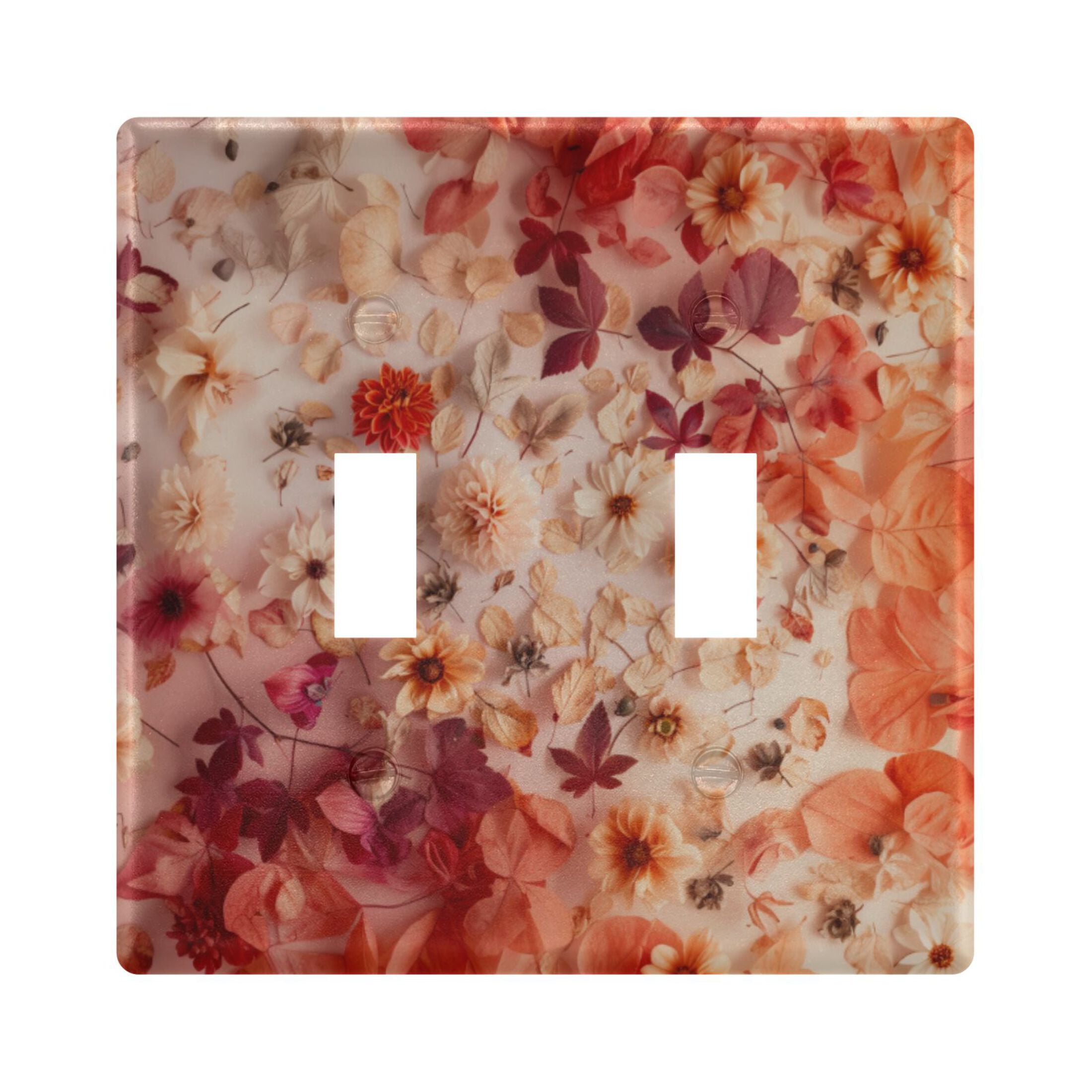 Pink and Red Dried Flowers Light Switch Cover Decorative 2 Gang Wall ...