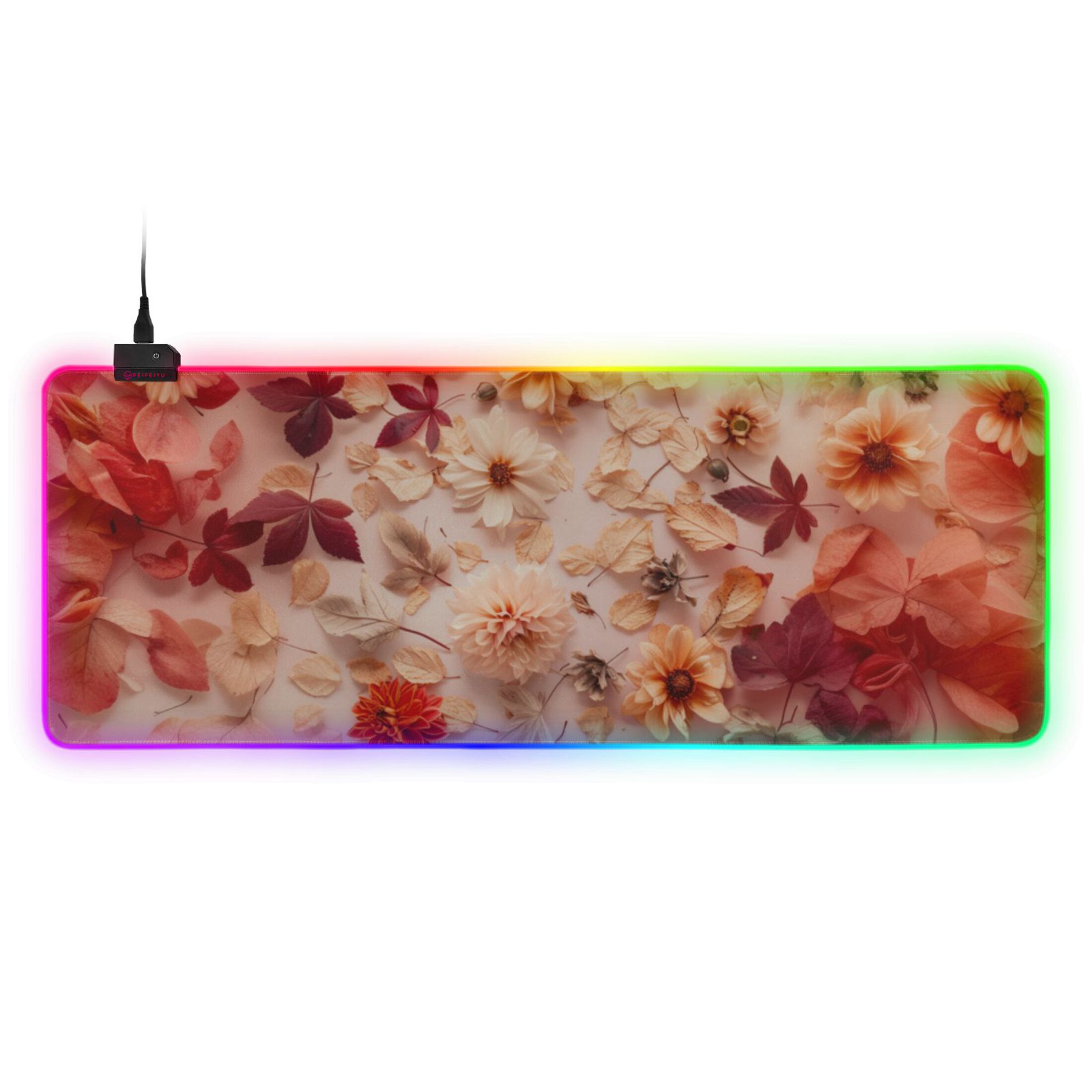 Pink and Red Dried Flowers RGB Gaming Mouse Pad Large Keyboard Mat ...