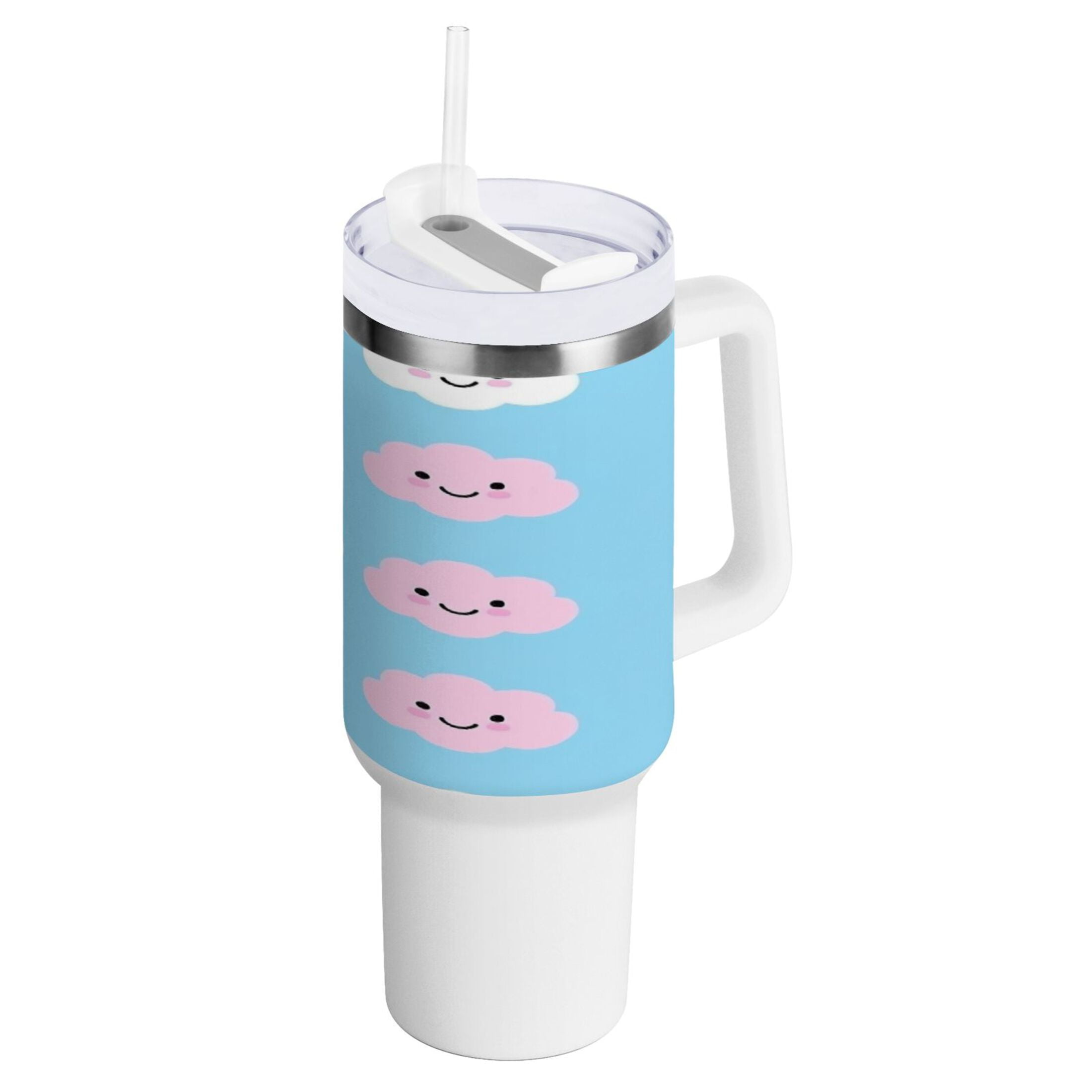 Pink and White Clouds Insulated Tumblers 40oz Double-Walled Stainless ...