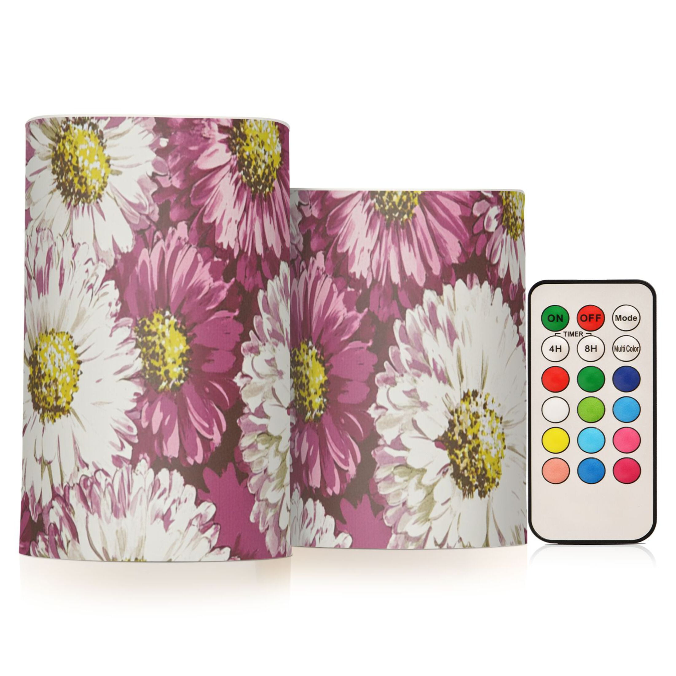 Pink and White Flower Flickering Flameless Candles Battery Operated ...