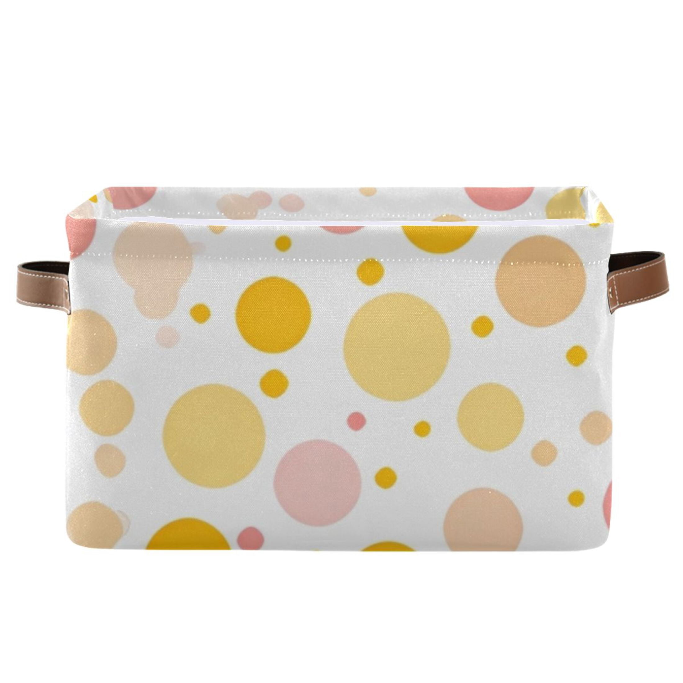 Pink and Yellow Polka Dots Storage Basket Large Foldable Storage Bin ...