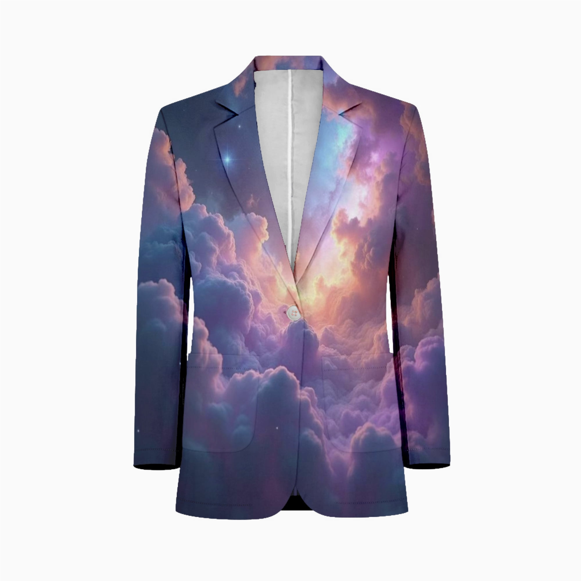 Pink and blue galaxy starry sky Mens Suits Shawl Collar Slim Fit Suit ...
