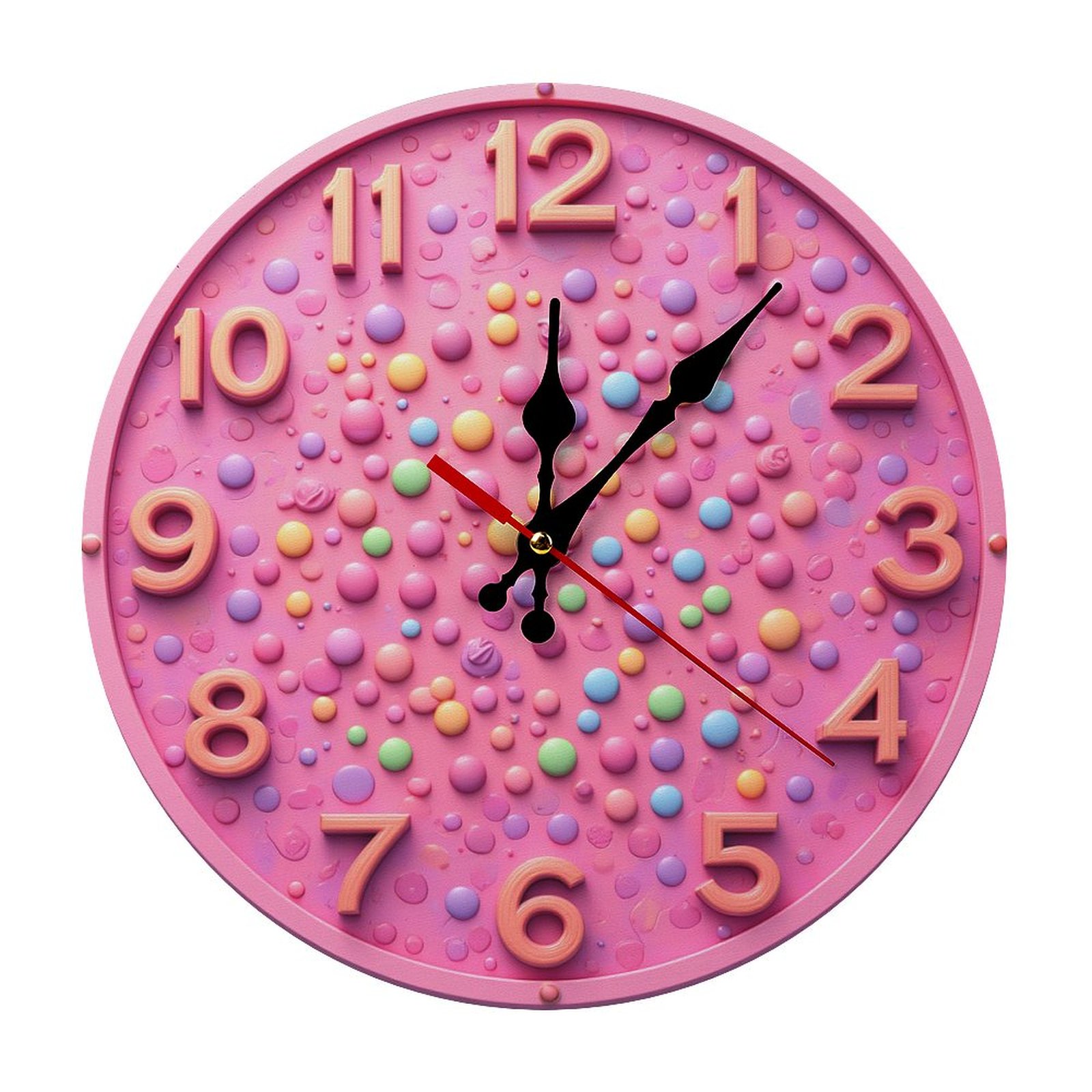 Pink background with colorful, spherical objects, creating a fun ...