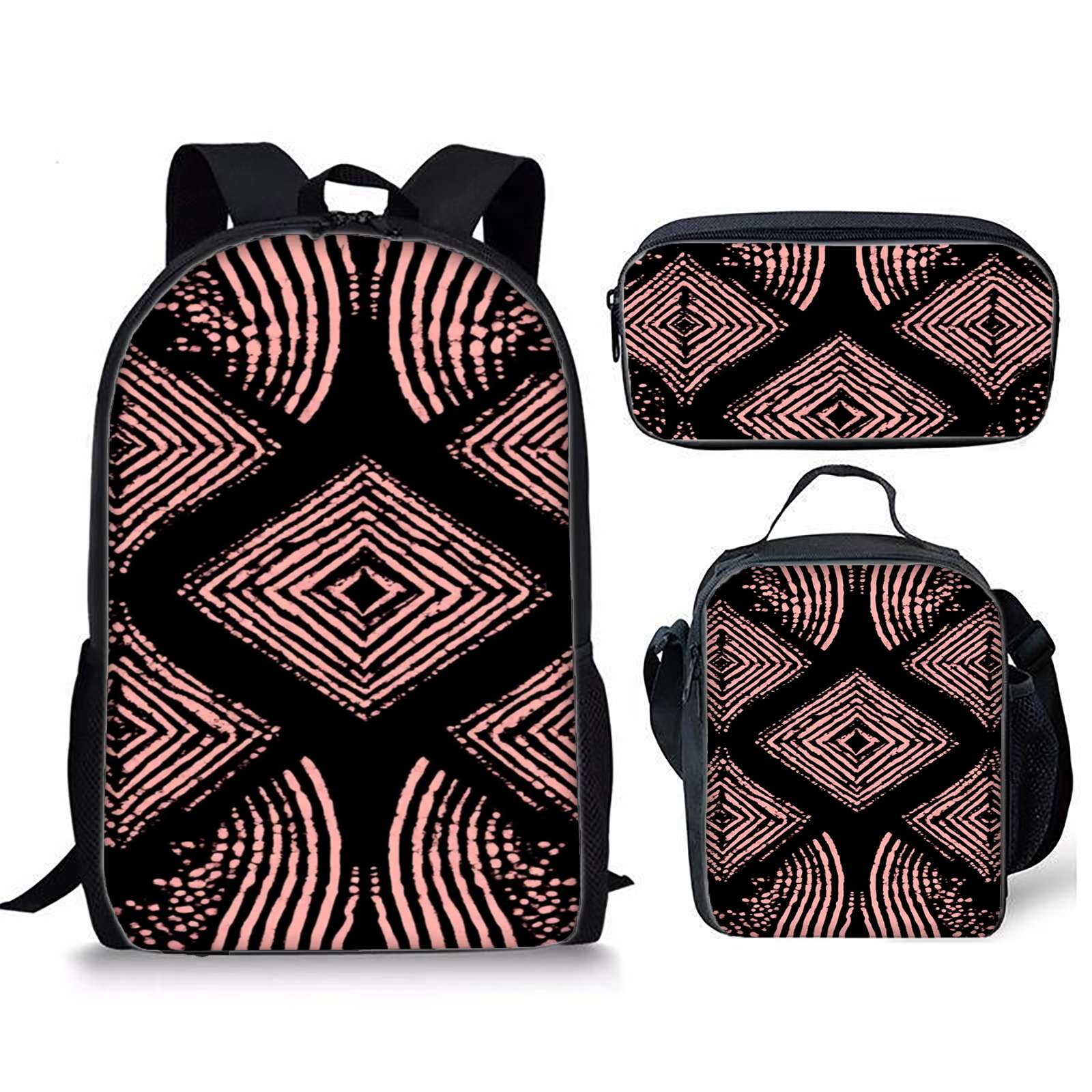 Pink black geometric pattern design Backpacks Bookbag Bags Rucksack ...