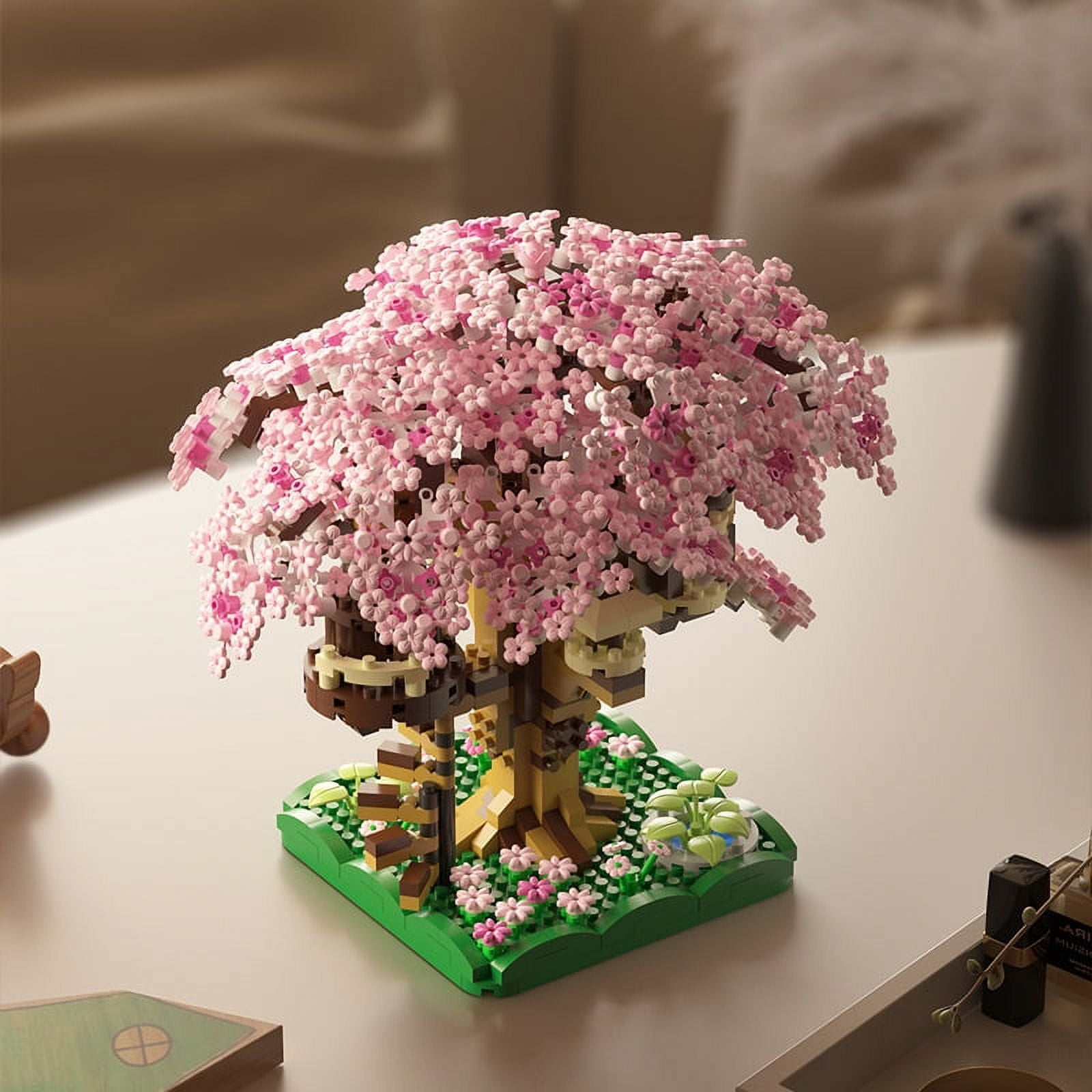 Pink cherry tree house building micro-particle building block classic ...