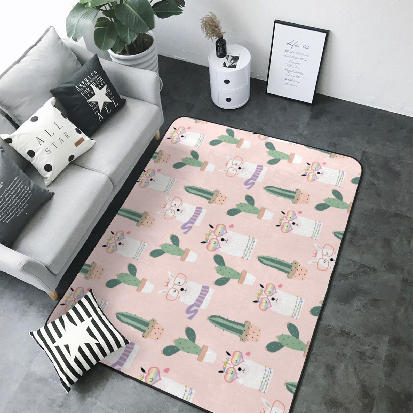 Pink cute glasses cactus funny Area Rugs for Living Room Bedroom, 5x7 ...