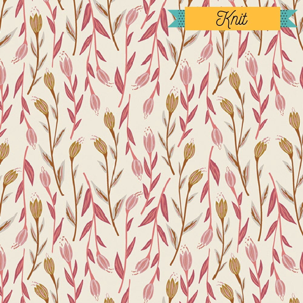 Pink floral KNIT fabric, Whispers Inbloom AGF Little Clementine knit ...