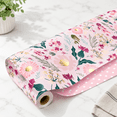 Pink floral reversible gift wrap paper roll, 17 inch x 32.8 ft, for ...