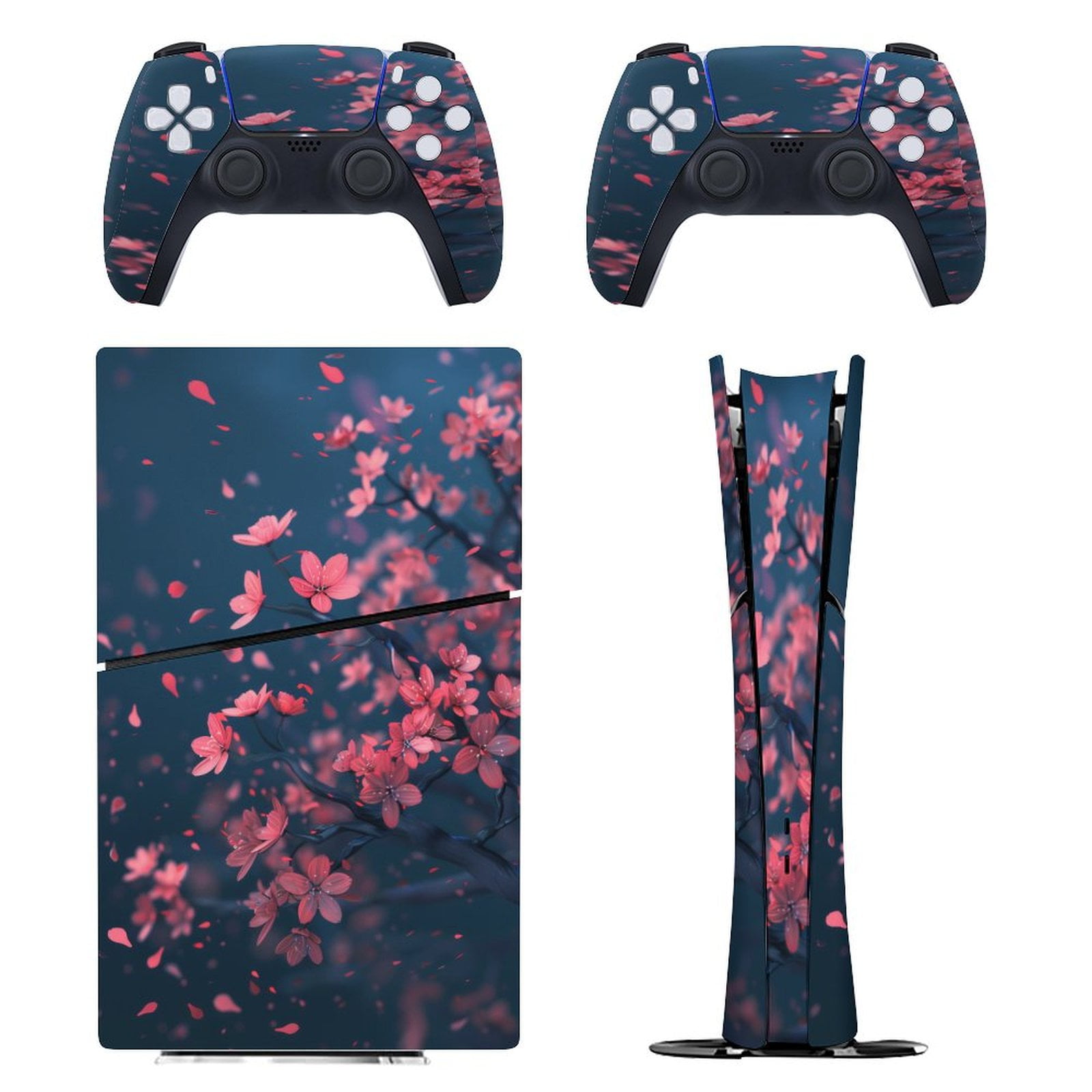 Pink-flowers，dark PS5/PS5 Slim Digital Disc Skin Sticker For Console ...