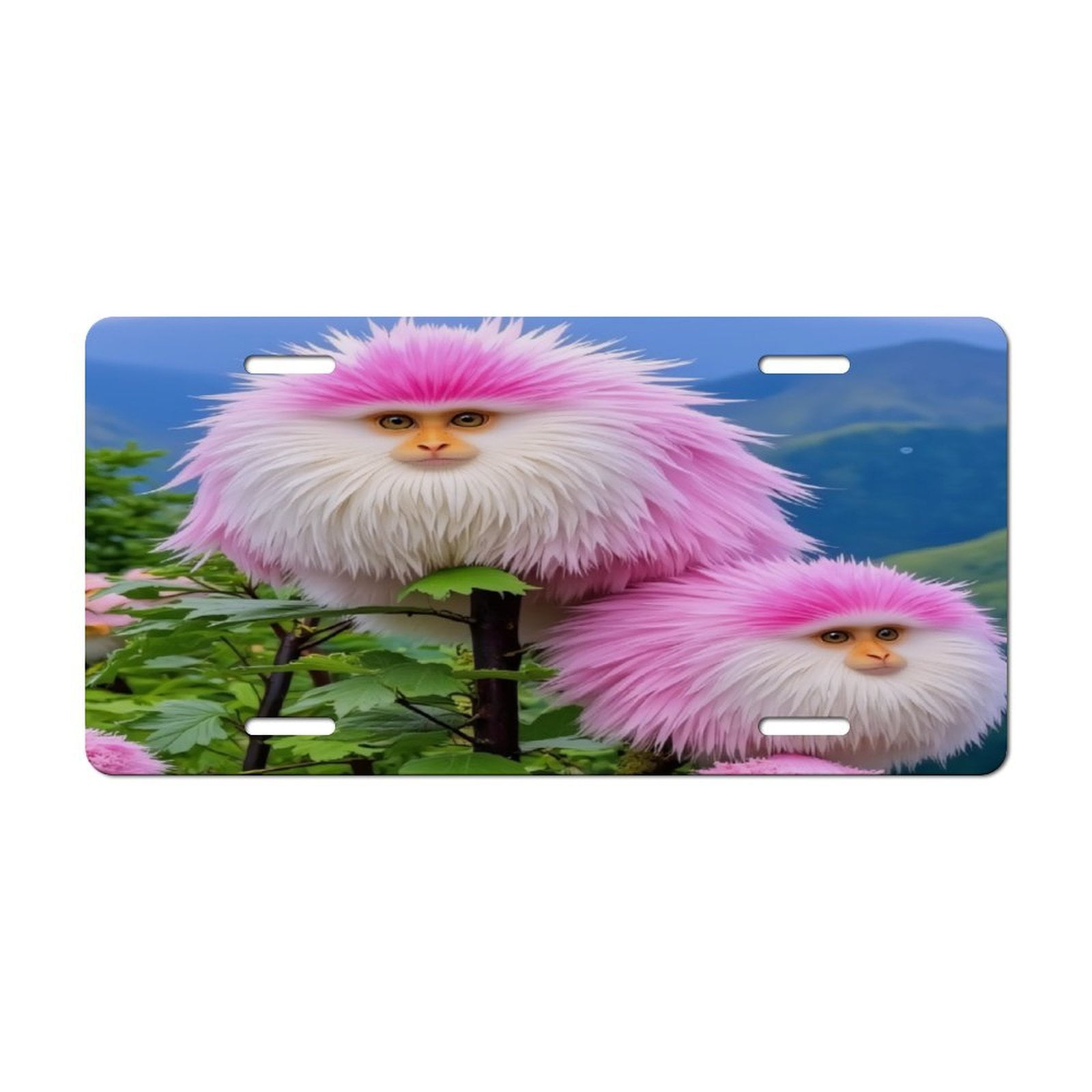 Pink-haired Monkeys in Nature License Plate Lightweight Aluminum ...