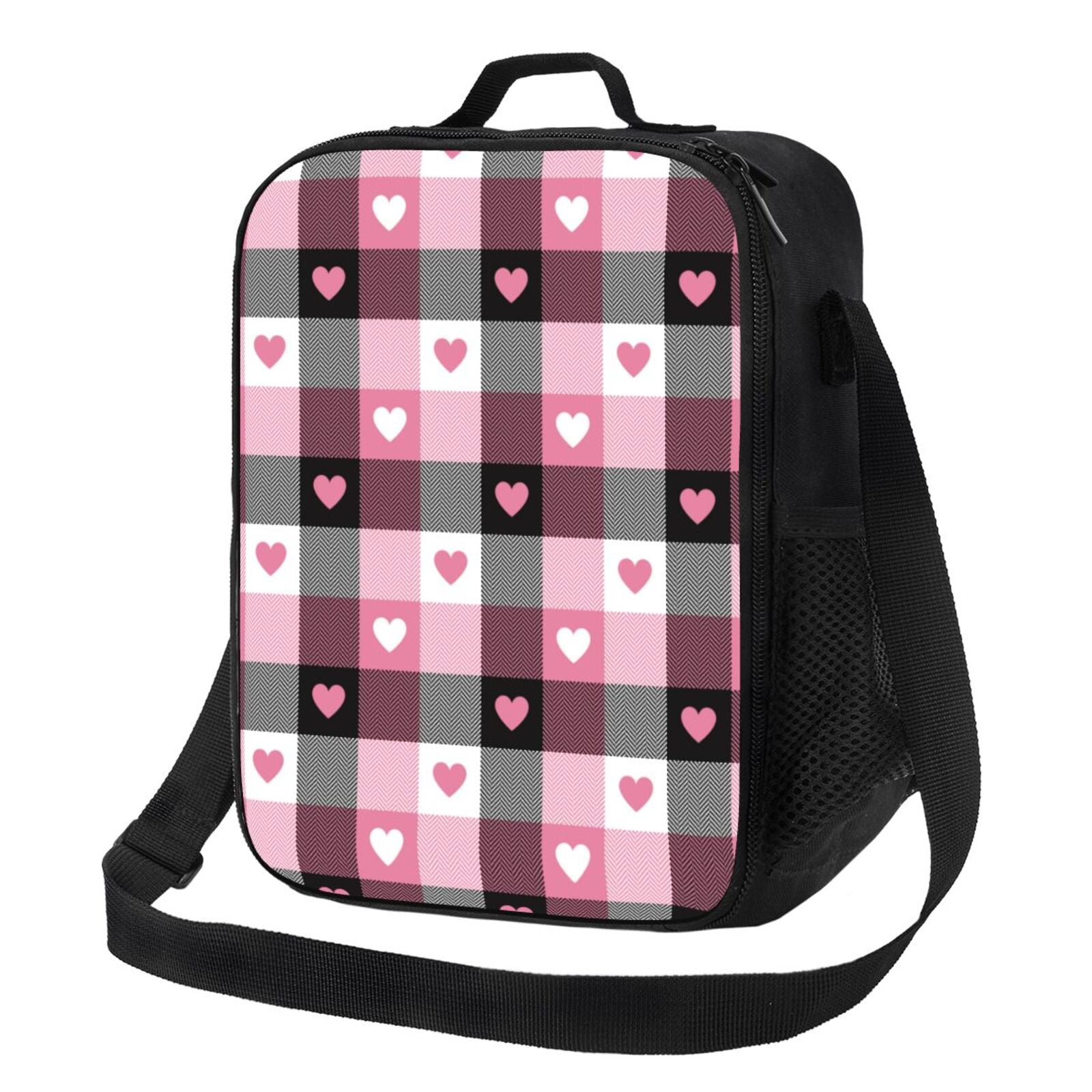 Pink heart plaid Lunch Box for Women Men, Insulated Lunch with ...