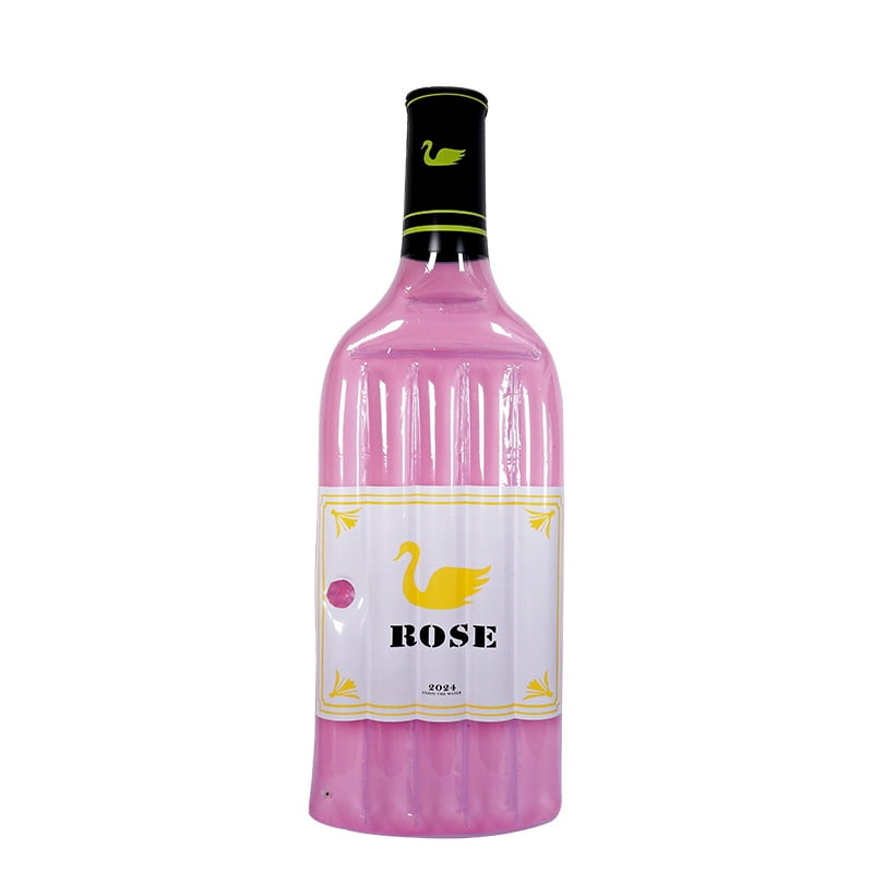 Pink inflatable wine bottle floating row PVC water floating bed ...