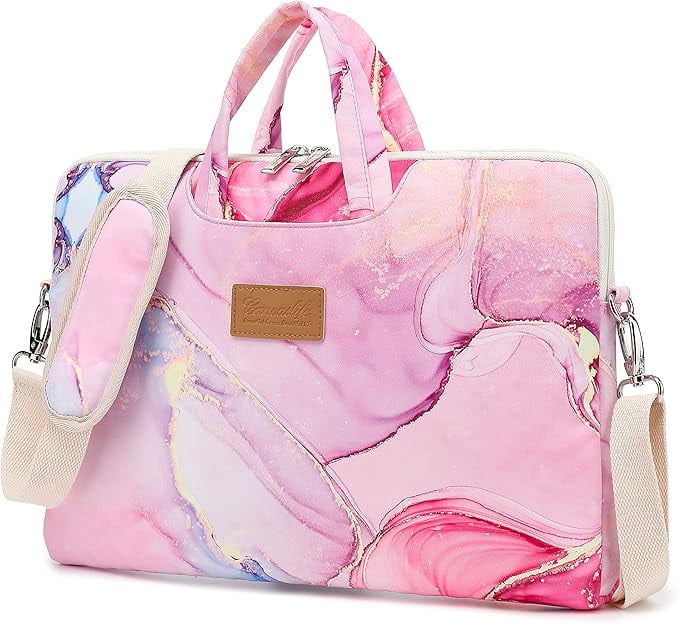 Pink Marble Patten Waterproof Laptop Shoulder Messenger Bag Case Sleeve