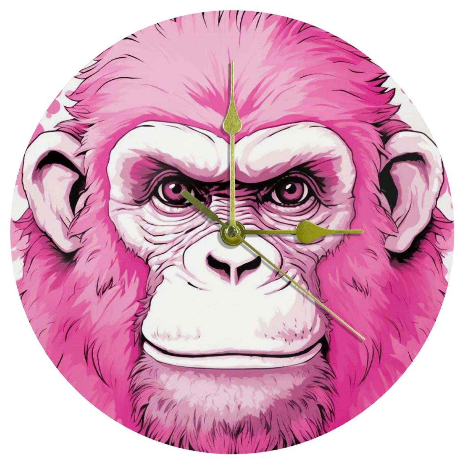 Pink monkey orangutan Circular Acrylic Wall Clock - Contemporary Home ...