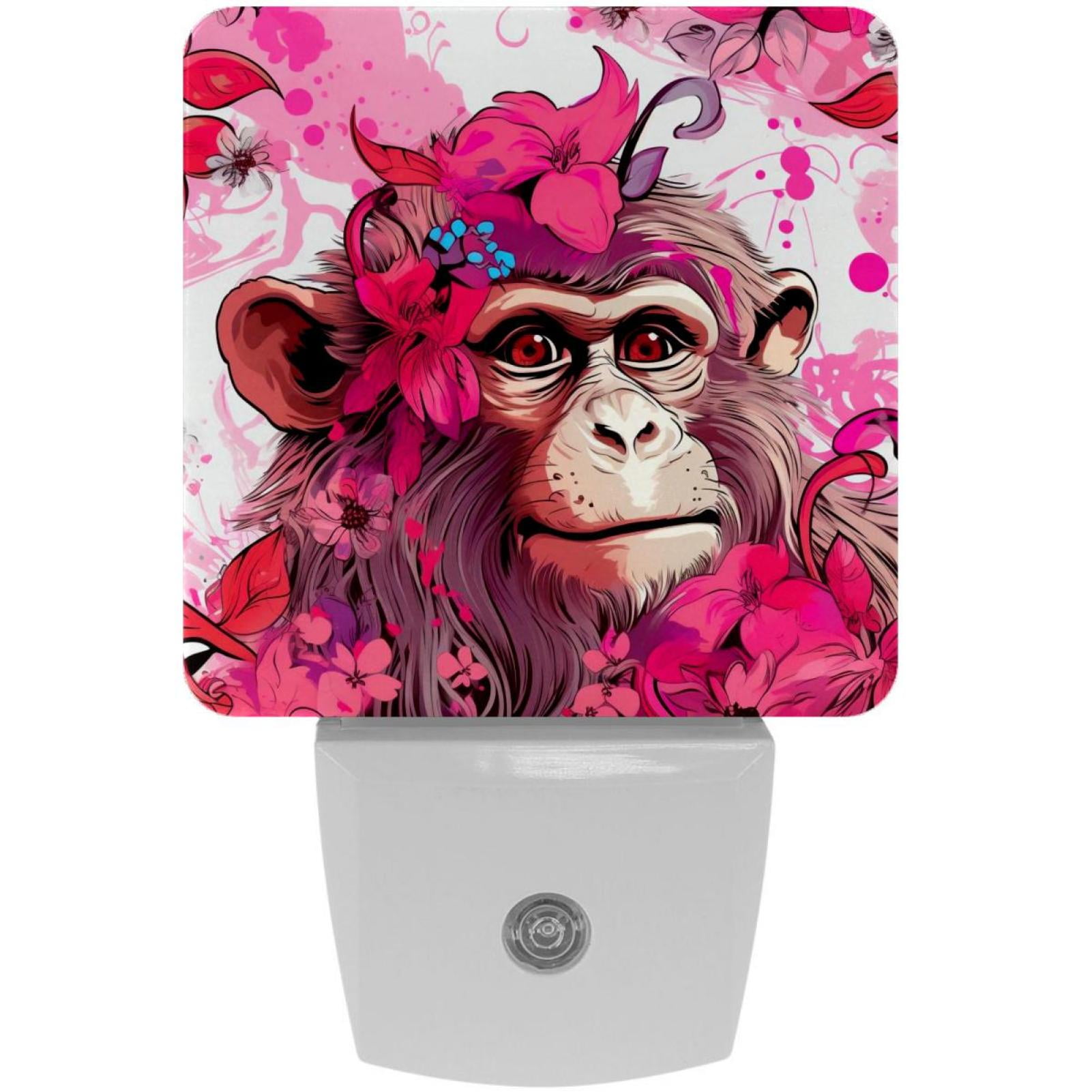 Pink monkey orangutan LED Square Night Lights for Bedroom and Living ...