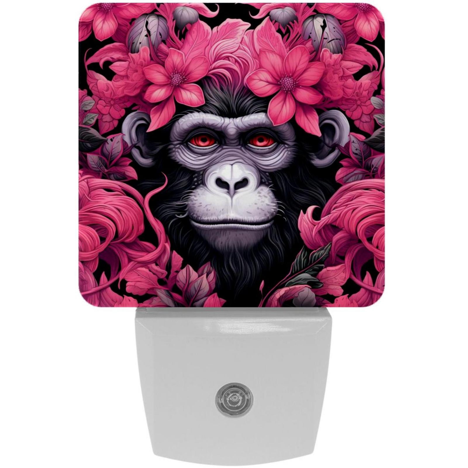 Pink monkey orangutan LED Square Night Lights - Illuminating Your Space ...