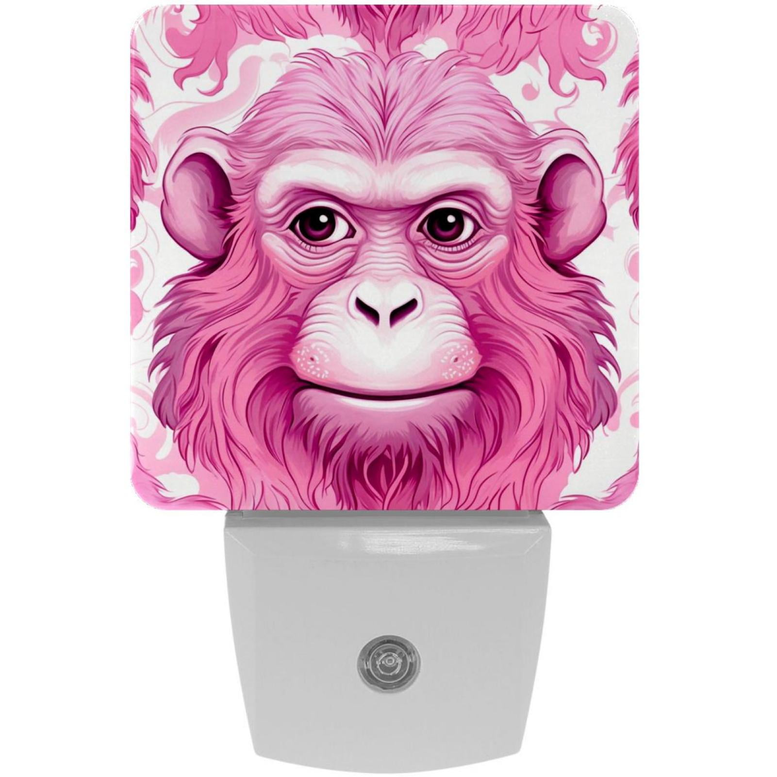 Pink monkey orangutan LED Square Night Lights - Modern Design, Soft ...