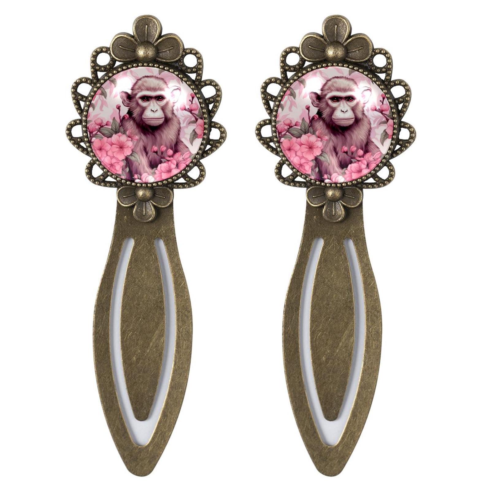 Pink monkey orangutan Vintage Copper-Colored Lace Bookmarks: Set of 2 ...