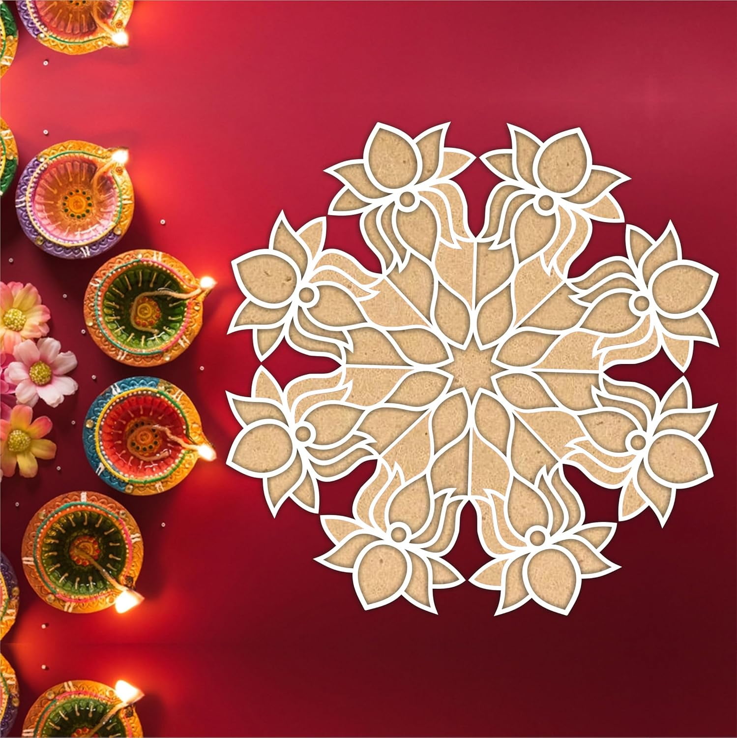 Pink n Purple MDF Cutout Base for Making Rangoli Painting Wall Hanging ...