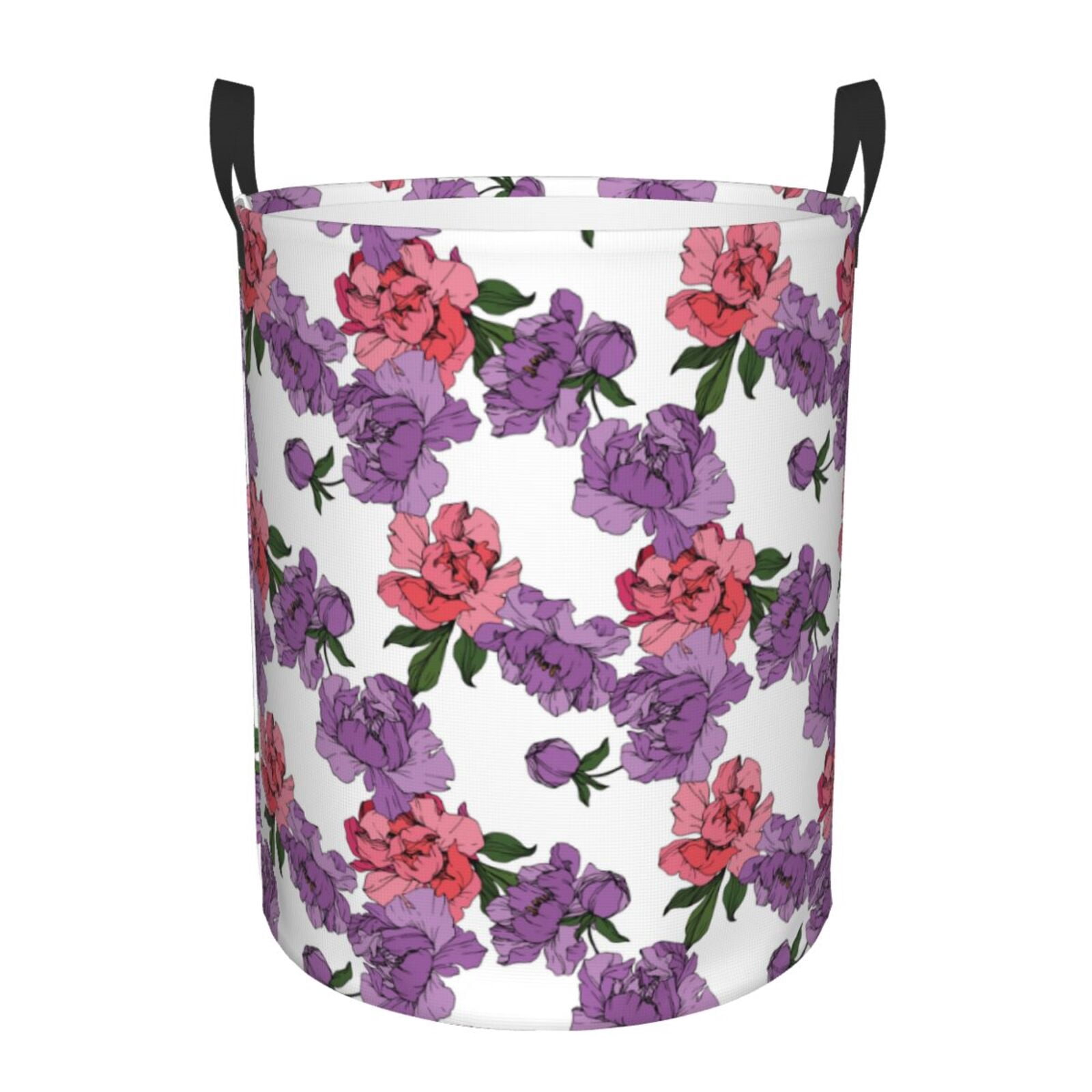 Pink purple peonies Laundry Basket, Laundry Hamper Waterproof Laundry ...
