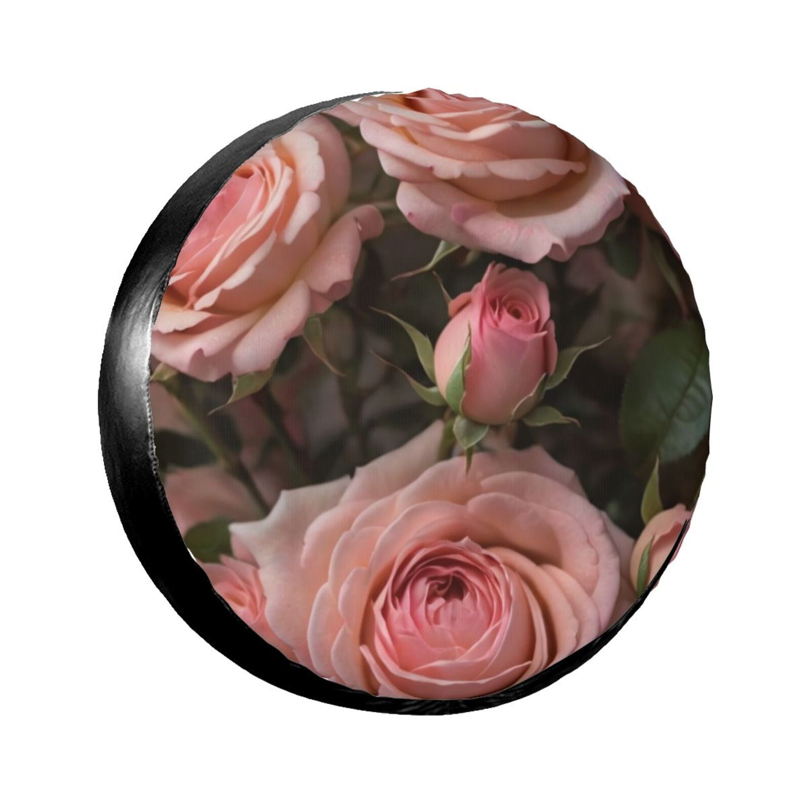Pink Roses In Full With Soft Focus Spare Tire Cover Weather Proof
