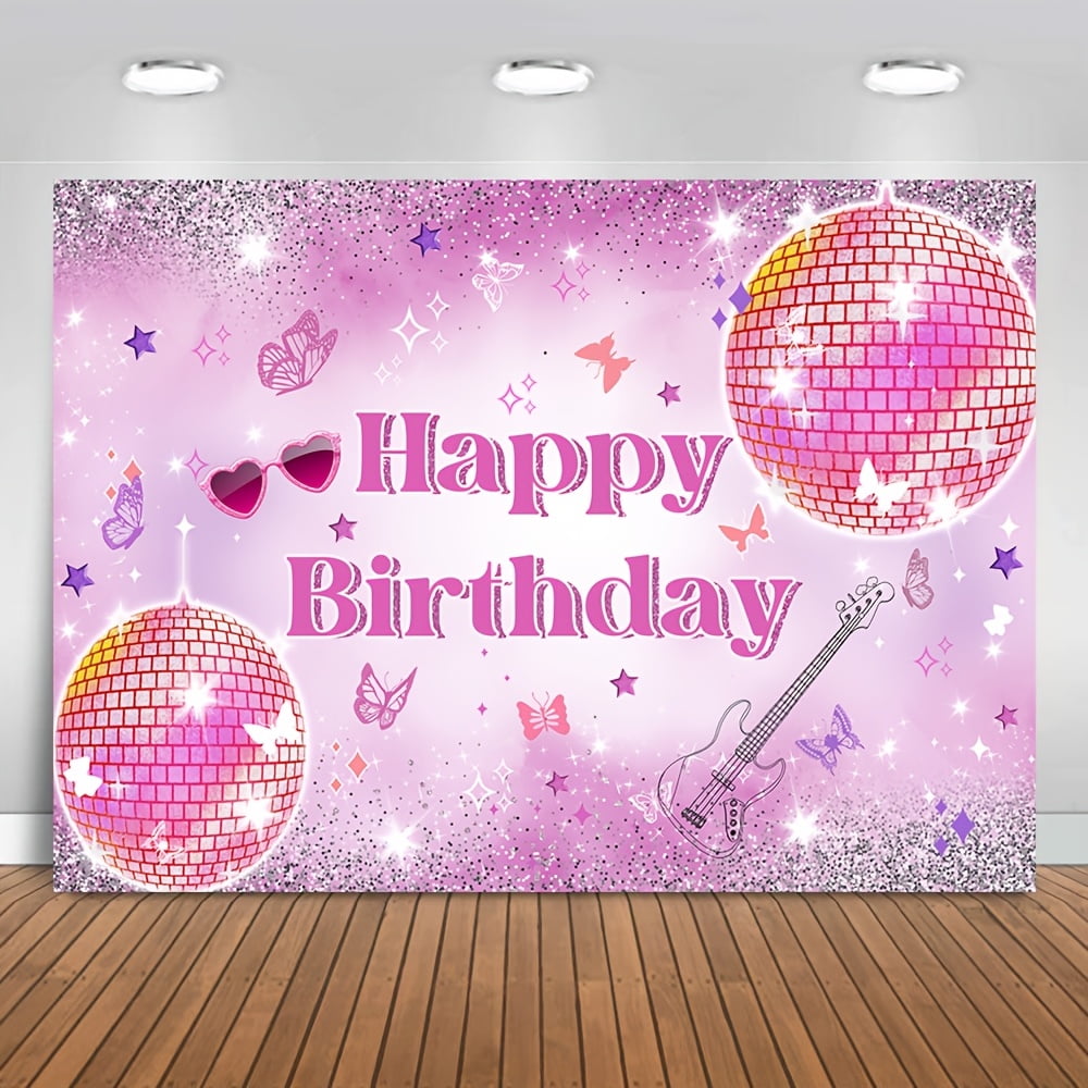 Pink sparkling disco girl birthday Happy background - sparkling party ...