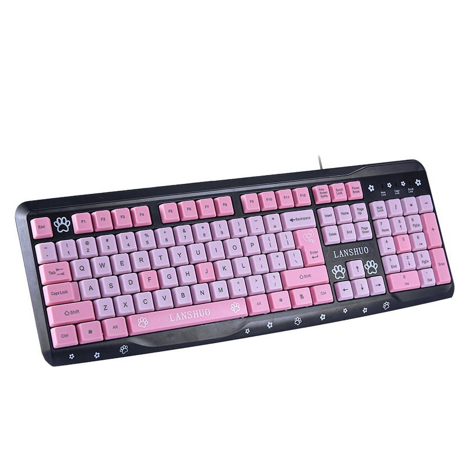 Pink wired keyboard cute USB color cartoon cat home laptop keyboard ...