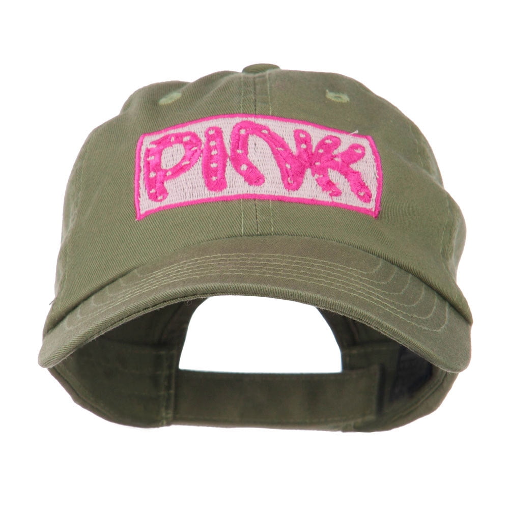 Pink with Border Background Embroidered Cap - Olive OSFM - Walmart.com