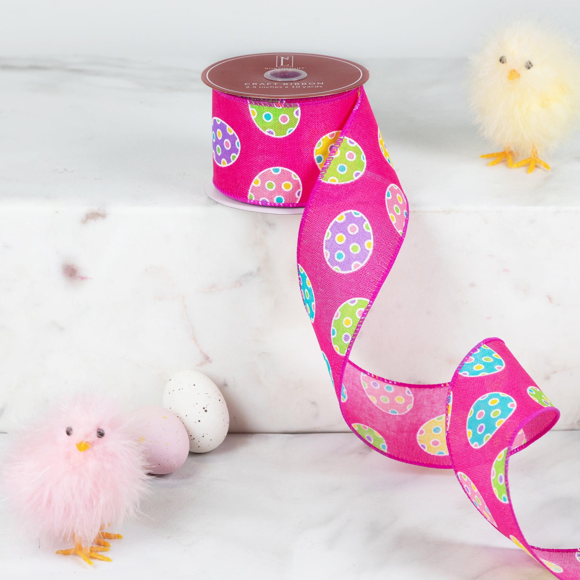 Northlight Easter Egg Design Wired Spring Craft Ribbon - 2.5