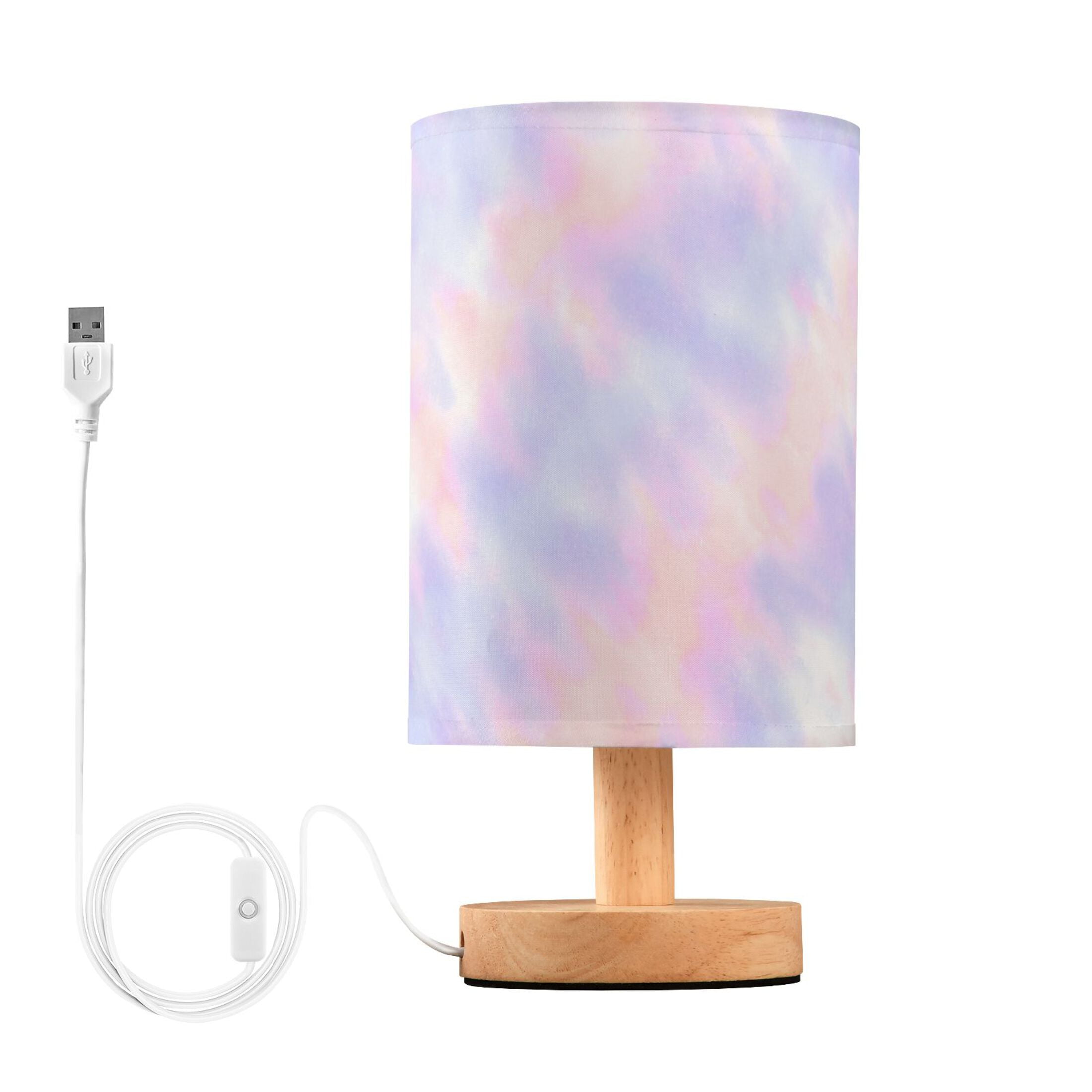 Pink with Rainbow Bedside Table Lamp LED Warm Lights with USB Charging ...