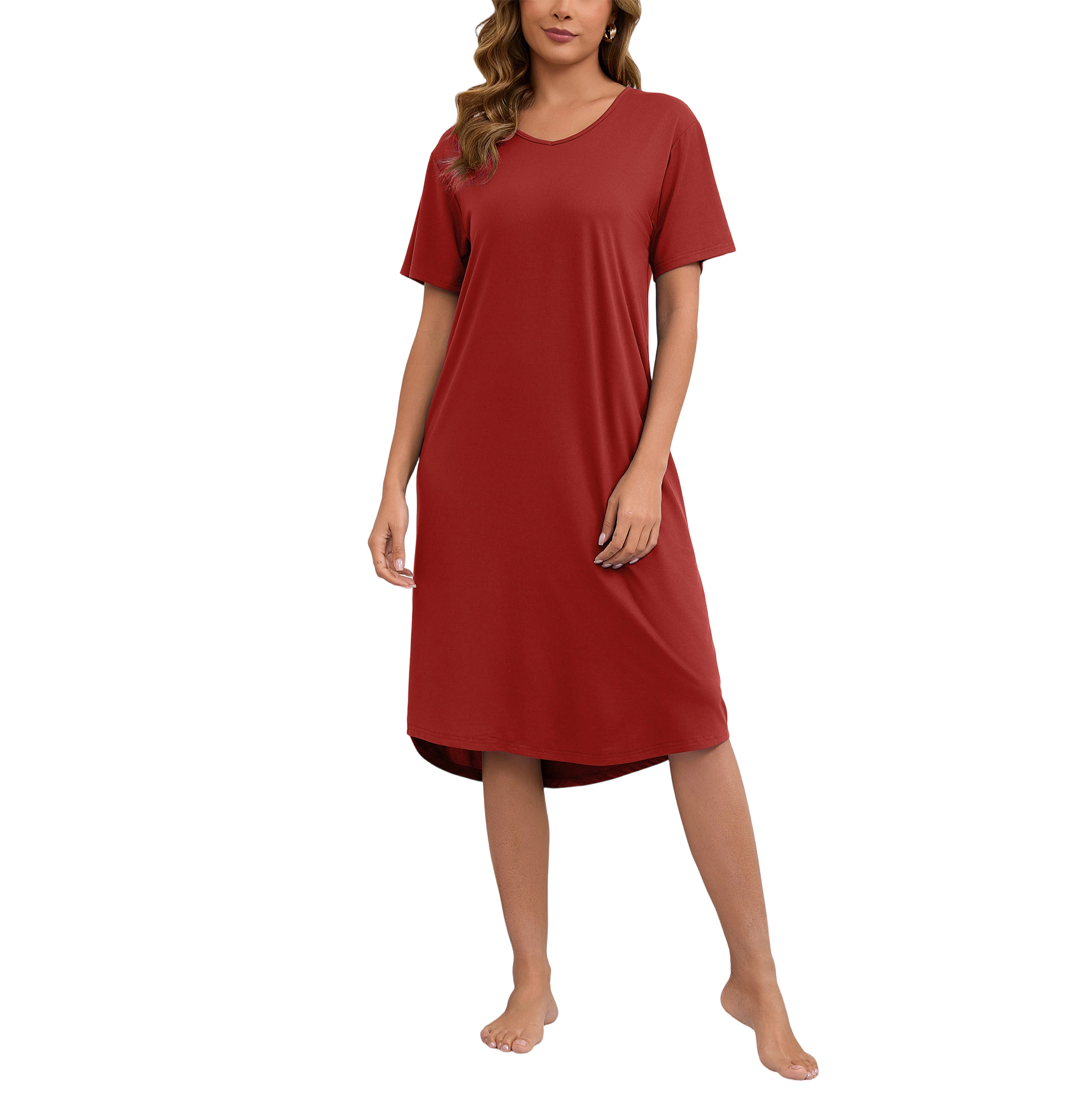 PinkBeautiM Nightgowns for Women Sleep Shirt V Neck Floral Print ...