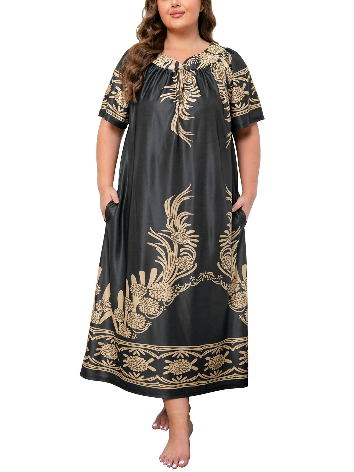 PinkBeautiM Plus Size Maxi Nightgowns for Women House Dress with ...