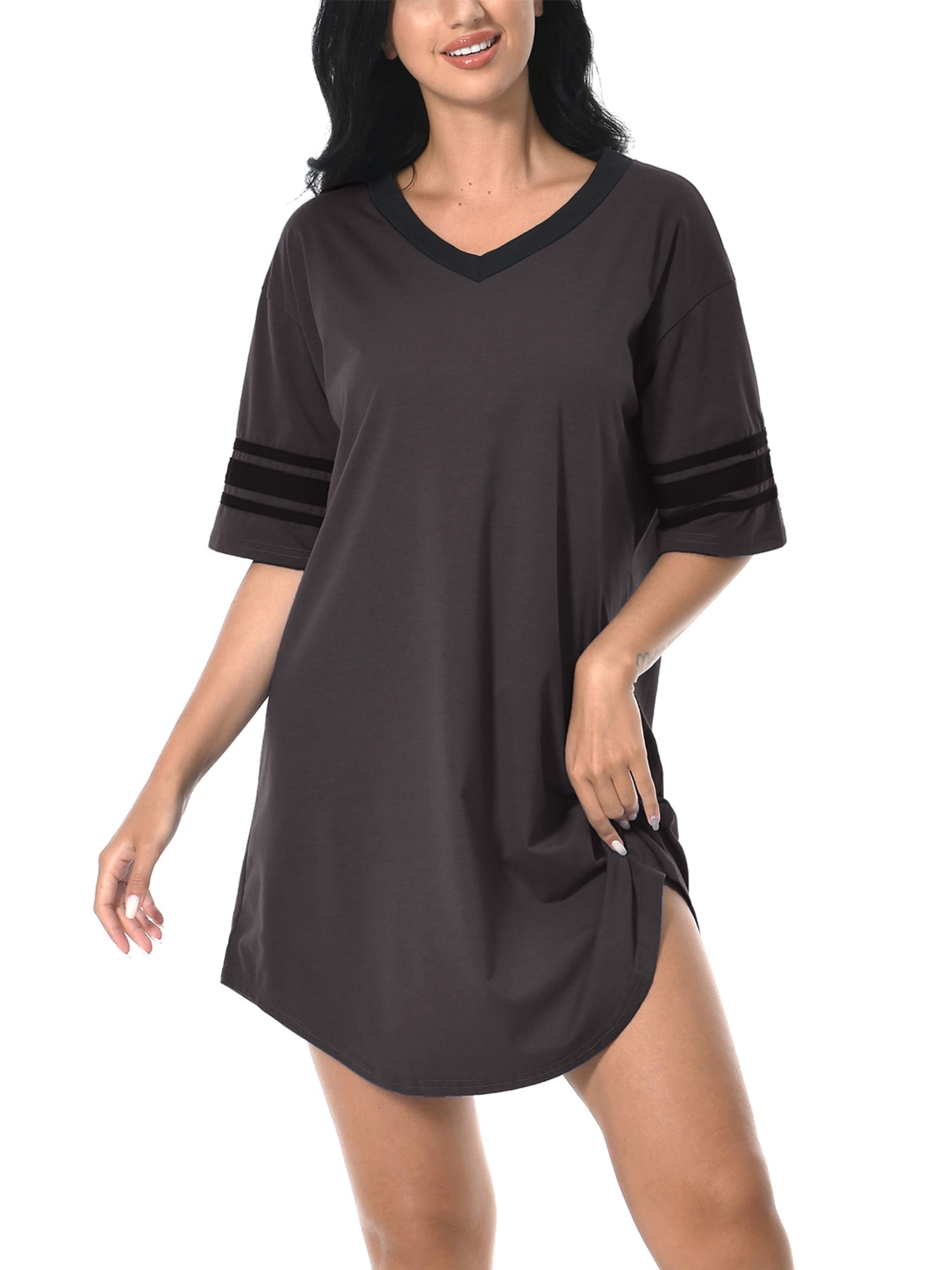 PinkBeautiM Women Nightgowns Soft Sleep Shirt Night Dress Casual Short ...