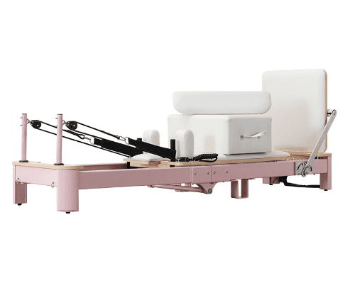 Pink Foldable Pilates Reformer Machine for Home, Aluminum Reformer ...