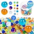 PinkSheep, 100Pcs Assorted Colors Cat Eyes Glass Marbles for Aquarium ...
