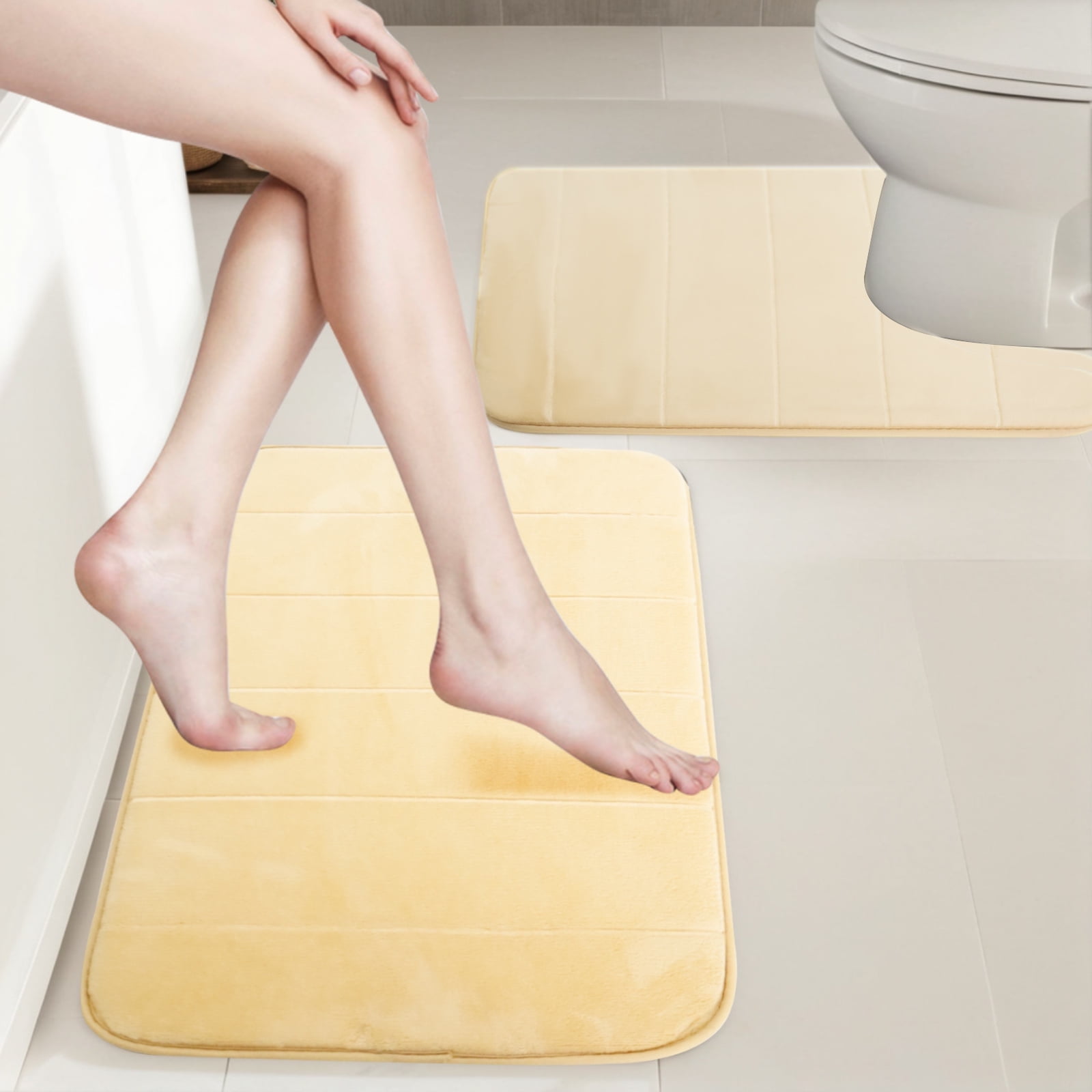 PinkSheep 2 Piece Memory Foam Bath Rug Set Non-Slip Bathroom Rugs U ...