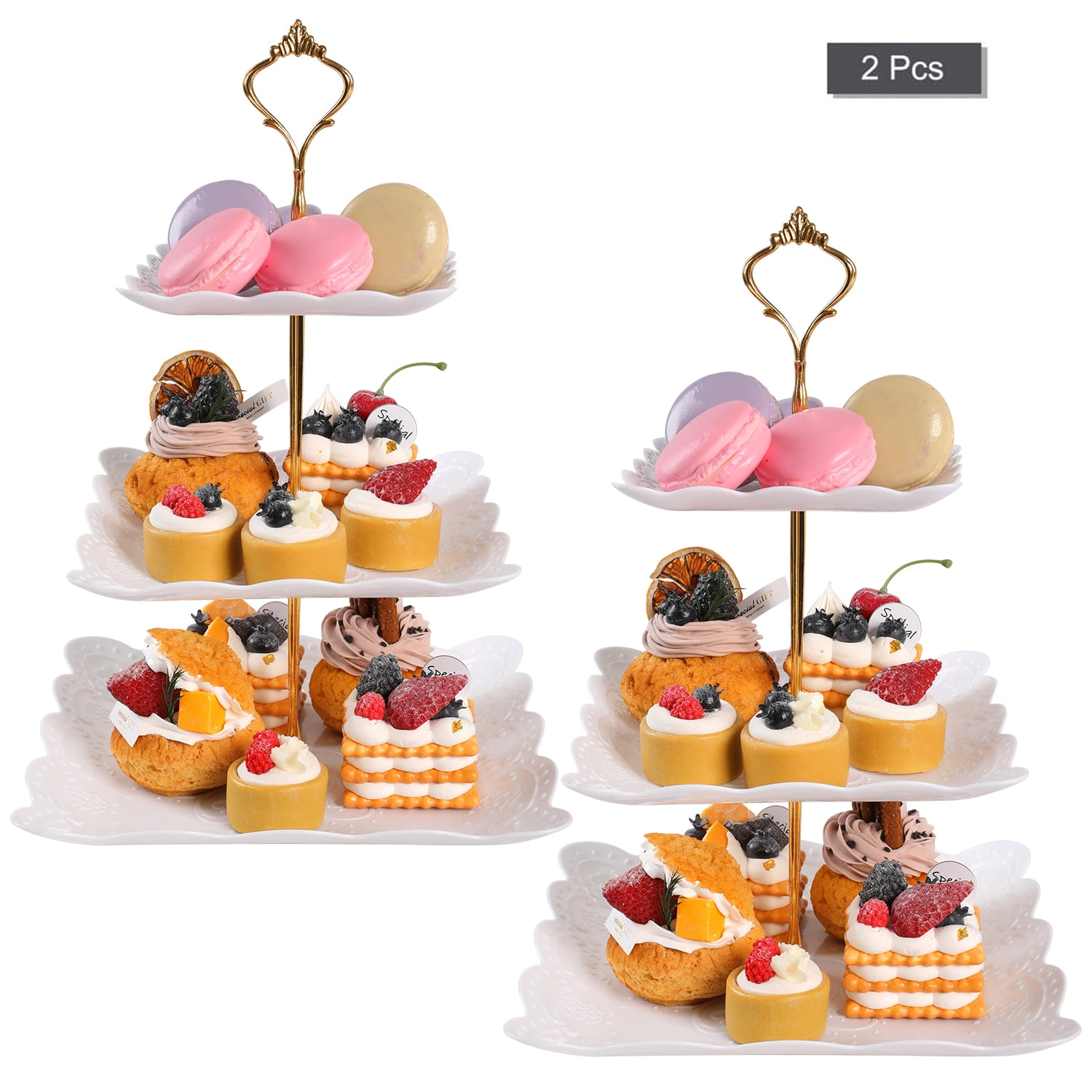 PinkSheep 2Pcs 3 Tier Plastic Cupcake and Pastry Display Stand, Food ...