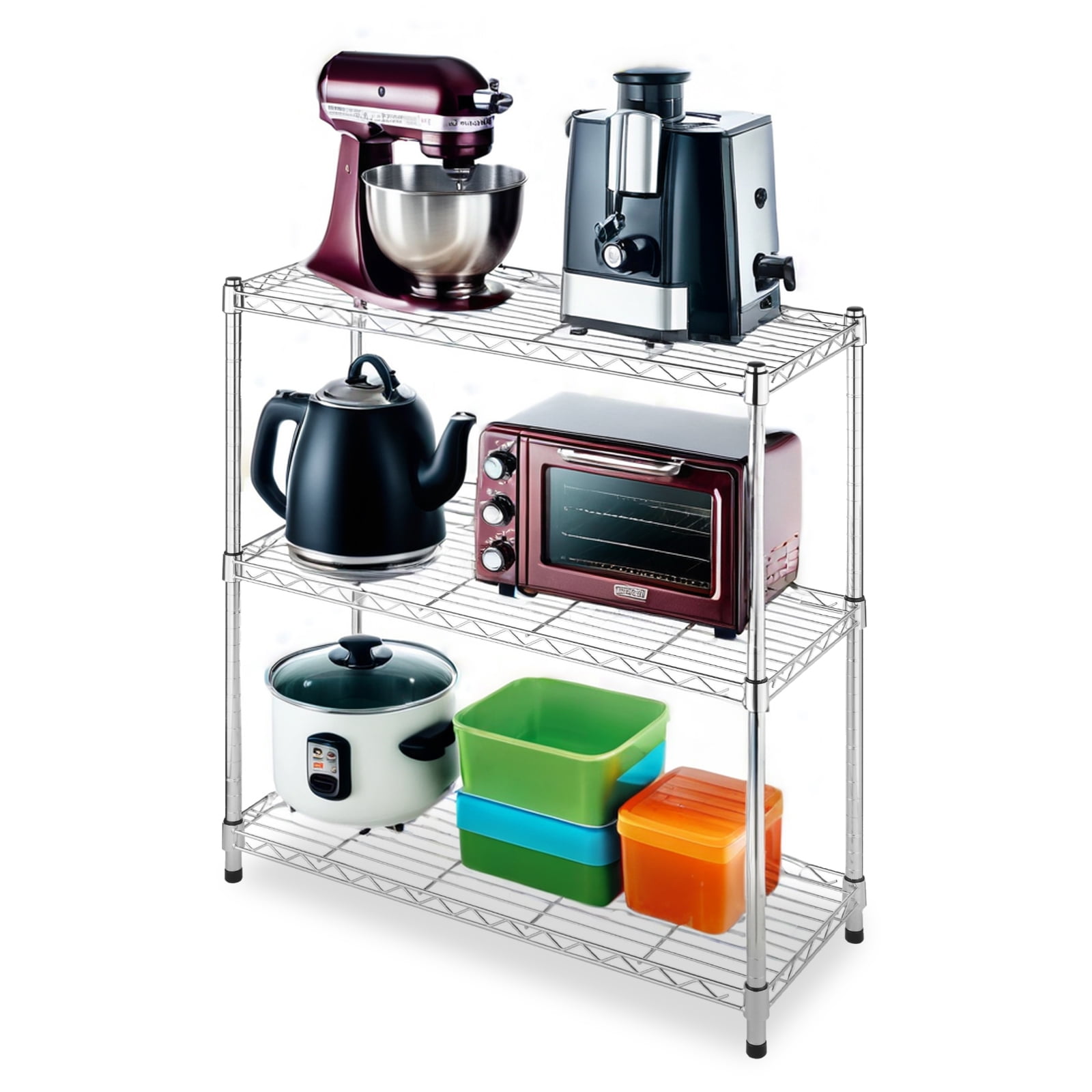 "PinkSheep 3-Tier Chrome Office Shelf, Steel Wire, Metal, 22""x14""x32 ...