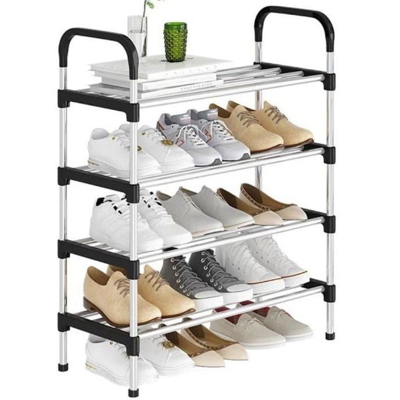 PinkSheep 4 Tier Shoe Rack, Stackable Metal 12 Pairs Shoes Organizer ...