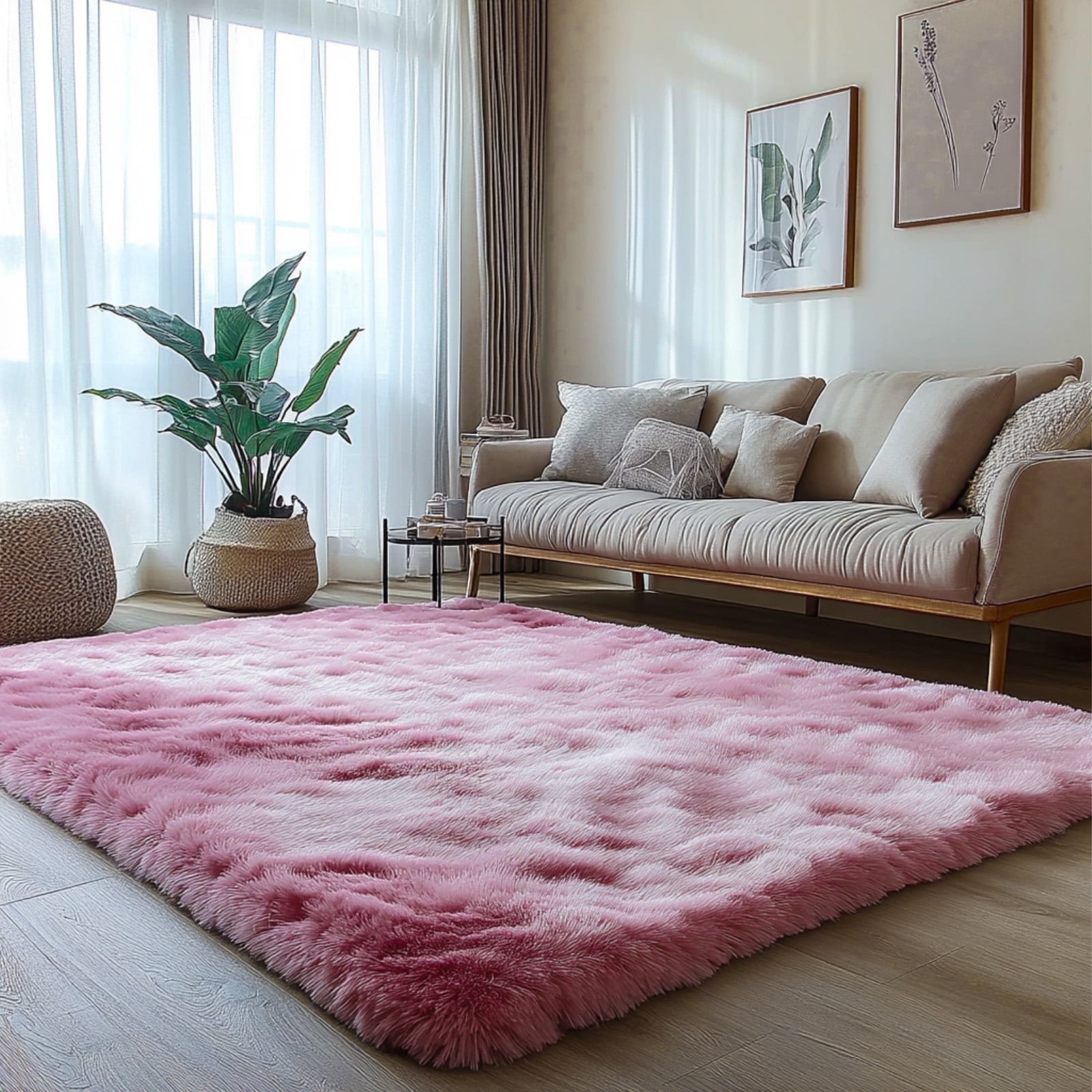 PinkSheep 4' x 5' Fluffy Area Rugs Shaggy Fur Washable Rug Plush Carpet ...