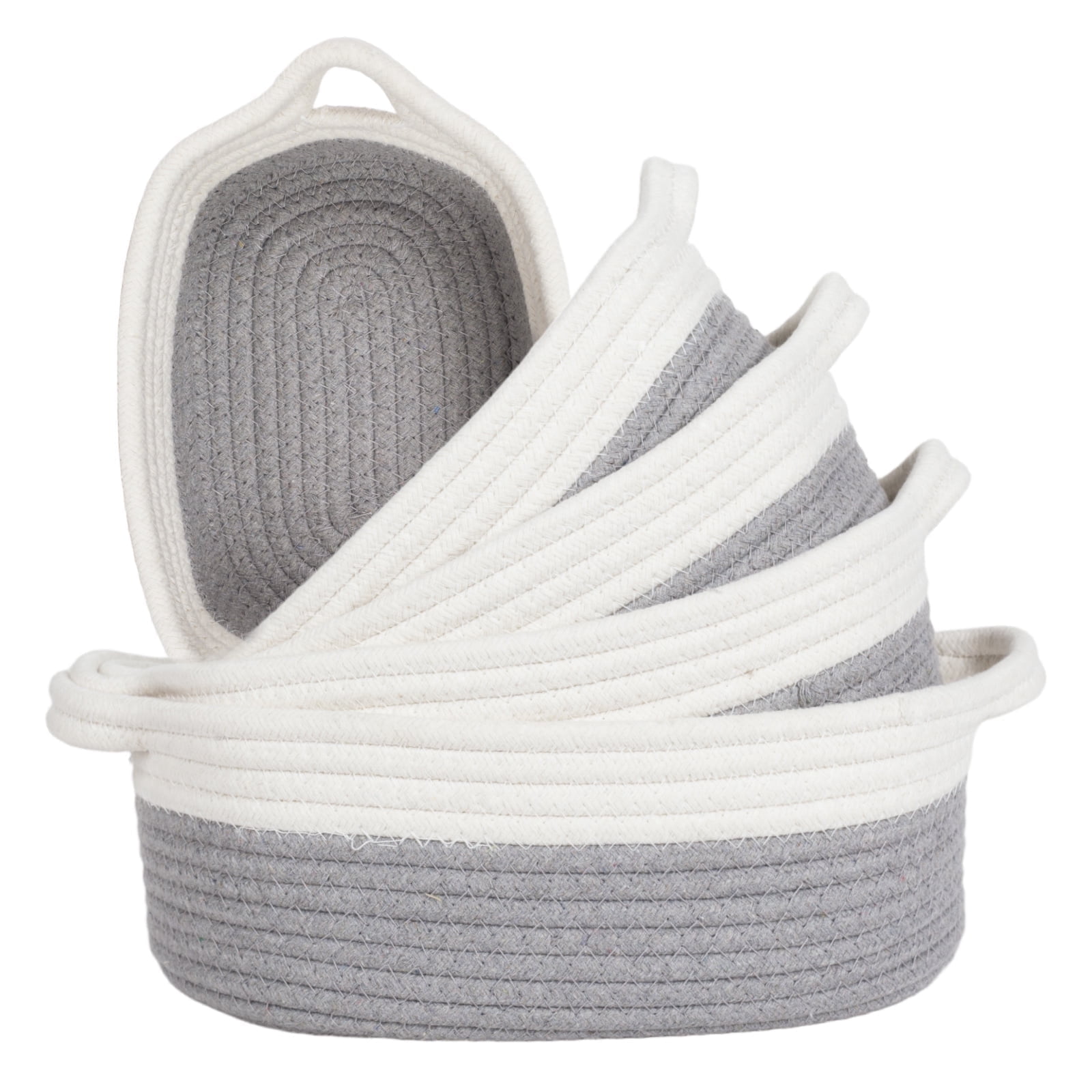 PinkSheep 5 Pack Woven Baskets for Storage, Cotton Rope Basket Small Gifts Baskets with Handles ...