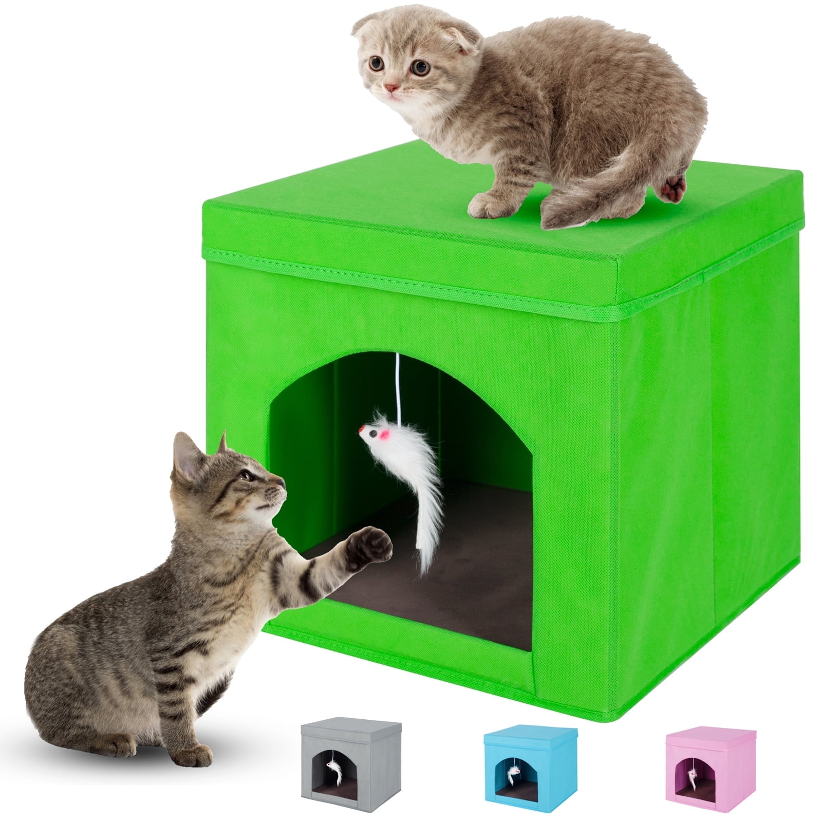 PinkSheep Warm Enclosed Indoor Comfy Cube Cat Bed, Foldable Pet Tent ...