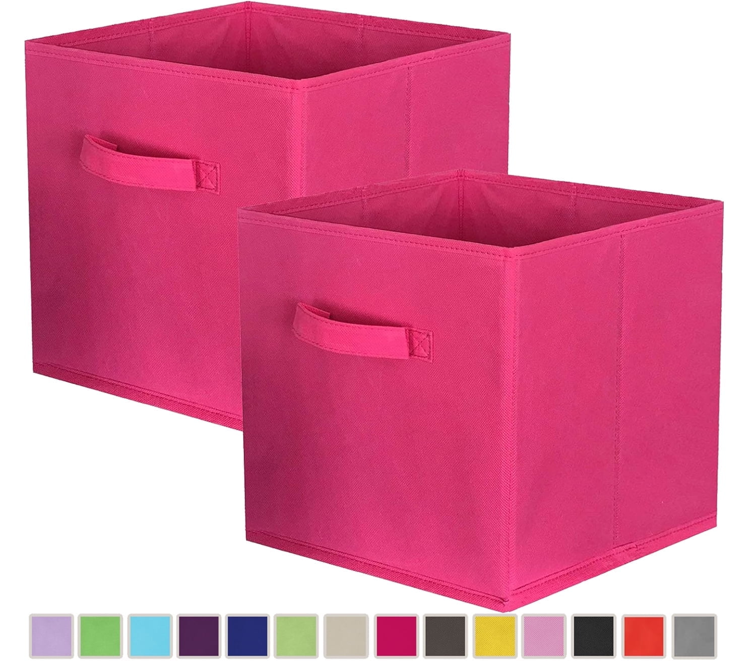 "PinkSheep Foldable Fabric Storage 11"" Cube Organizer Basket Bins, Hotpink, 2 Packs" - Walmart.com
