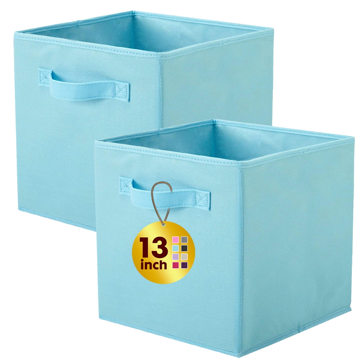 Pinksheep Foldable Fabric Storage Cube Bins 13 Cube Organizer Basket Bin Blue 2 Pack