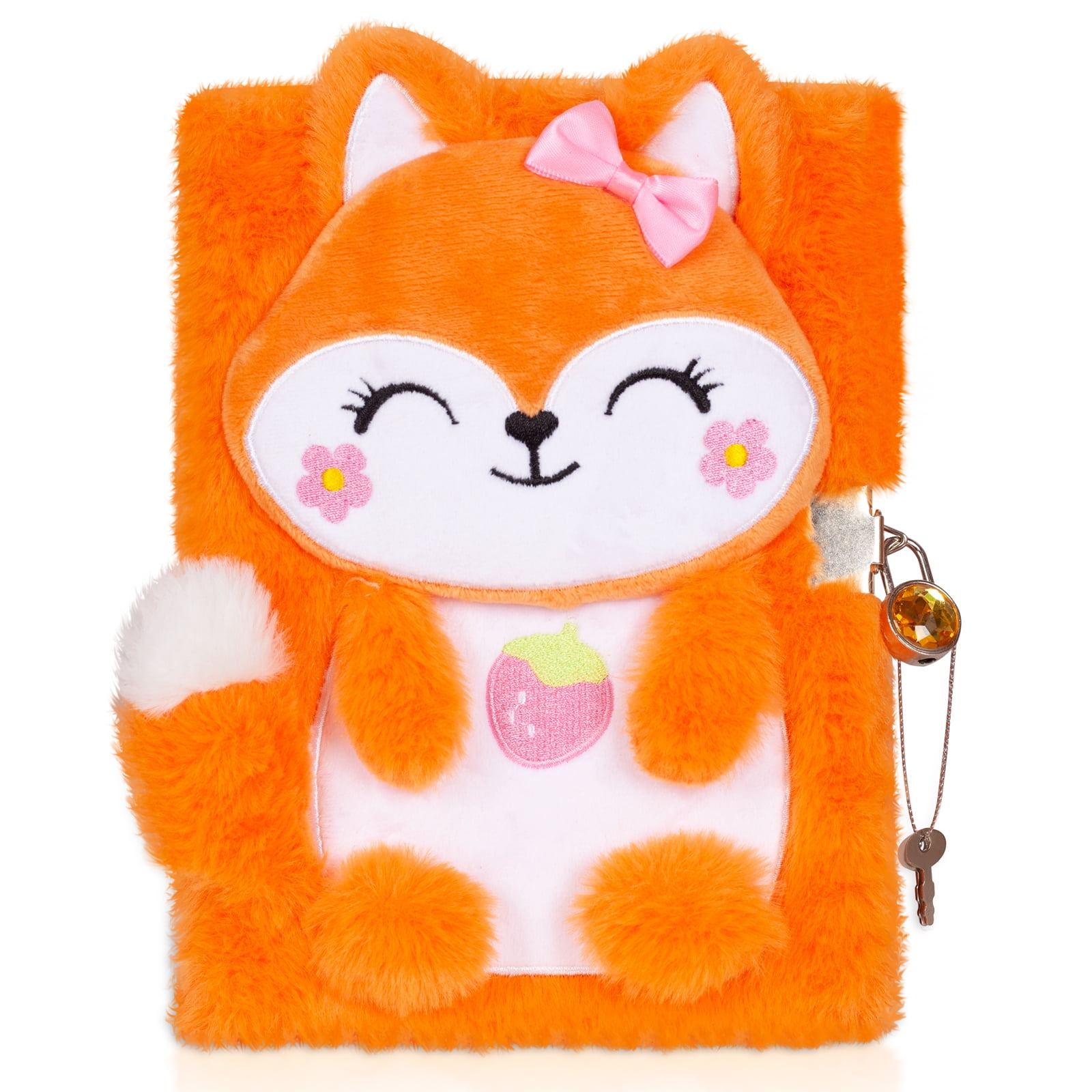 PinkSheep Fox Furry Diary with Lock and Key for Boys Girls, Secret ...