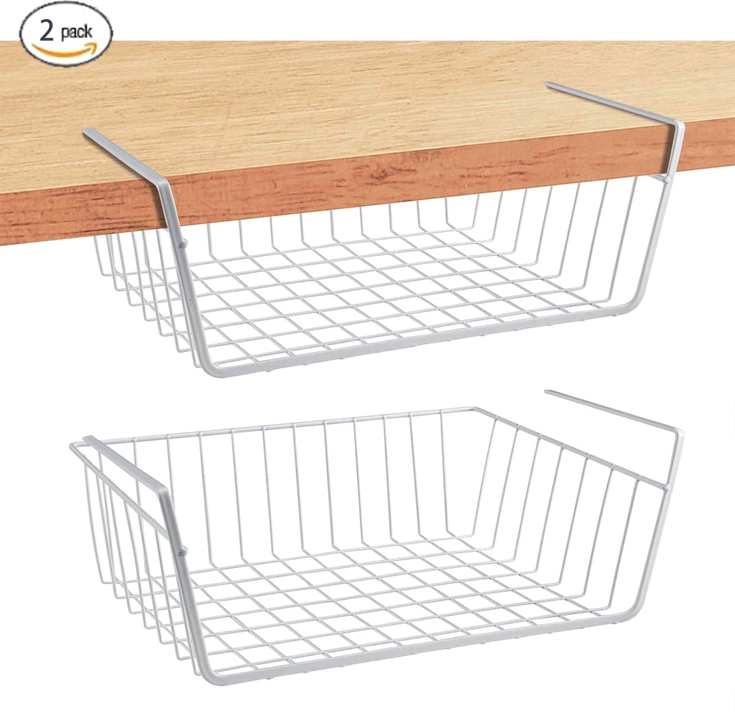 PinkSheep 2 Pack Under Shelf Basket, Cabinet Storage Hanging Baskets ...