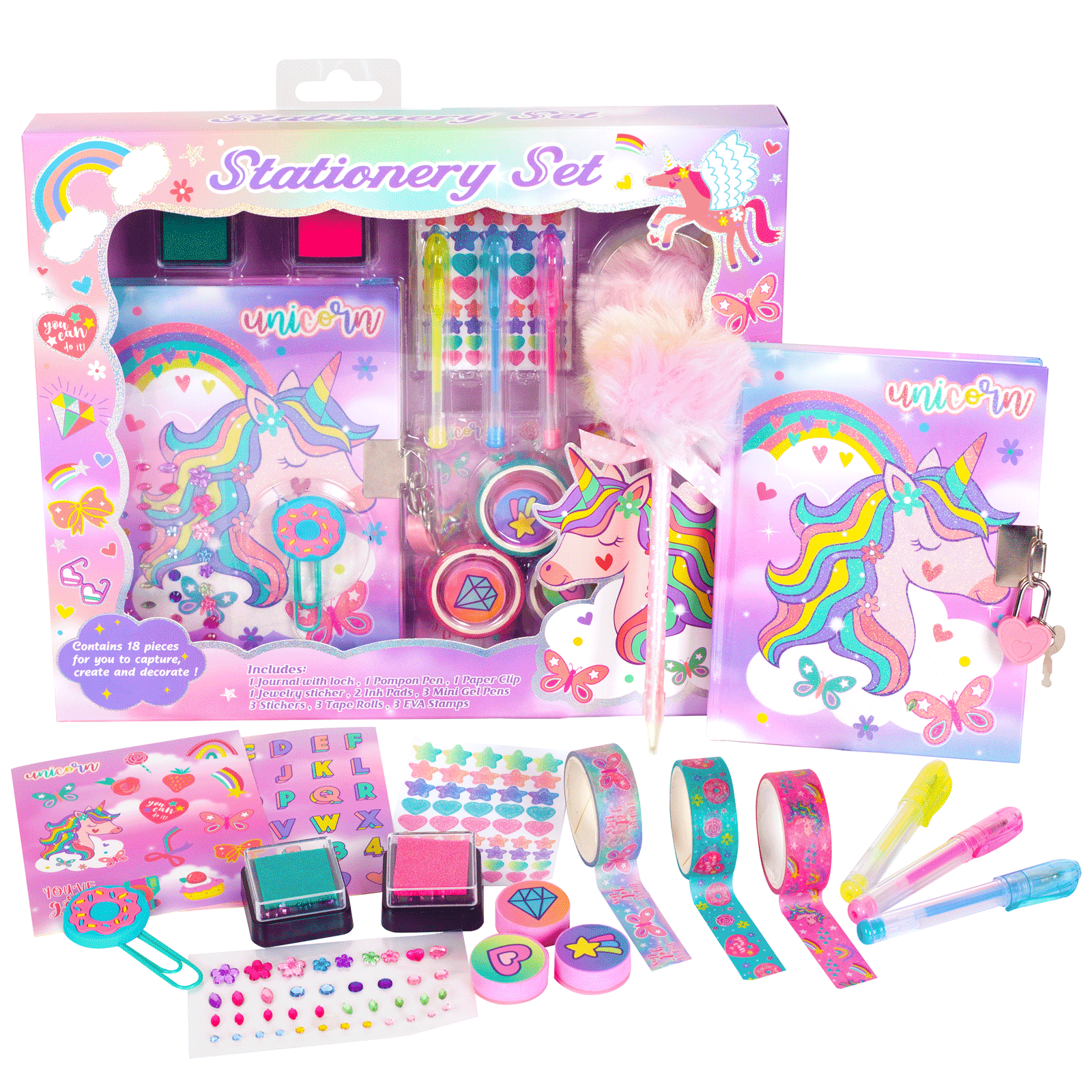 PinkSheep Unicorn Diary with Lock and Keys for Girls, Unicorn ...