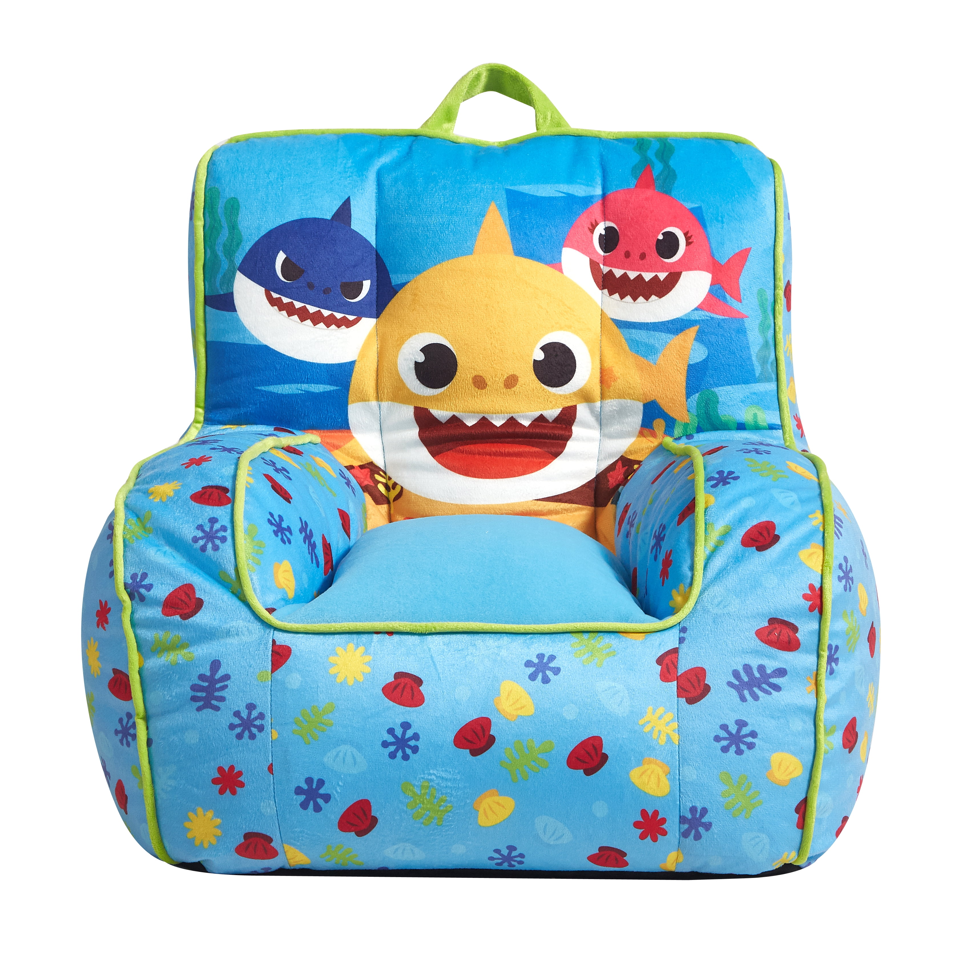 Pinkfong Baby Shark Blue Square Back Bean Bag Chair, Polyester ...