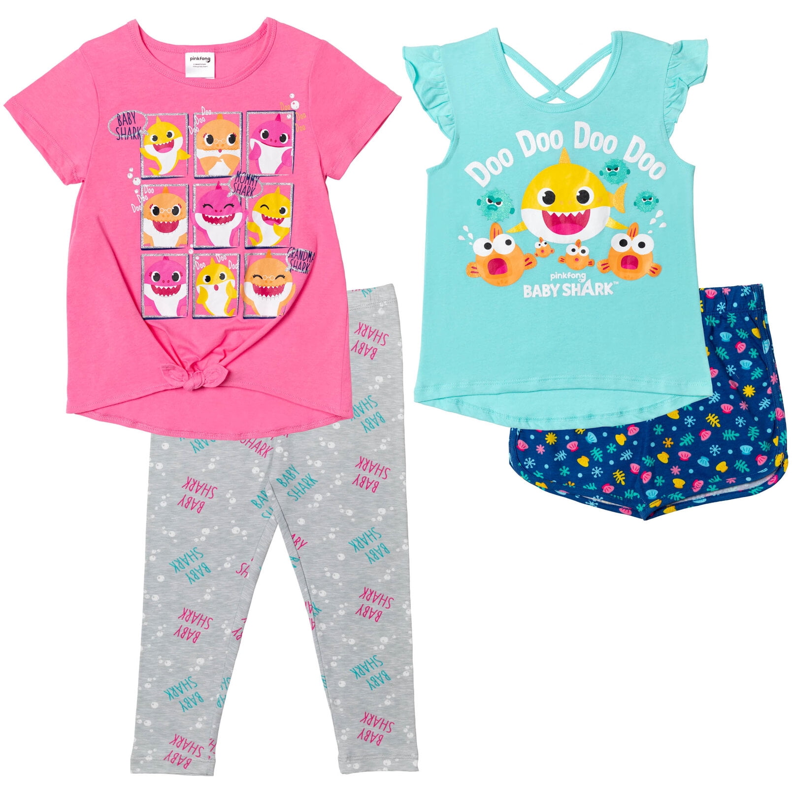 Pinkfong Baby Shark Crossover T-Shirt Leggings and Active Retro Dolphin ...